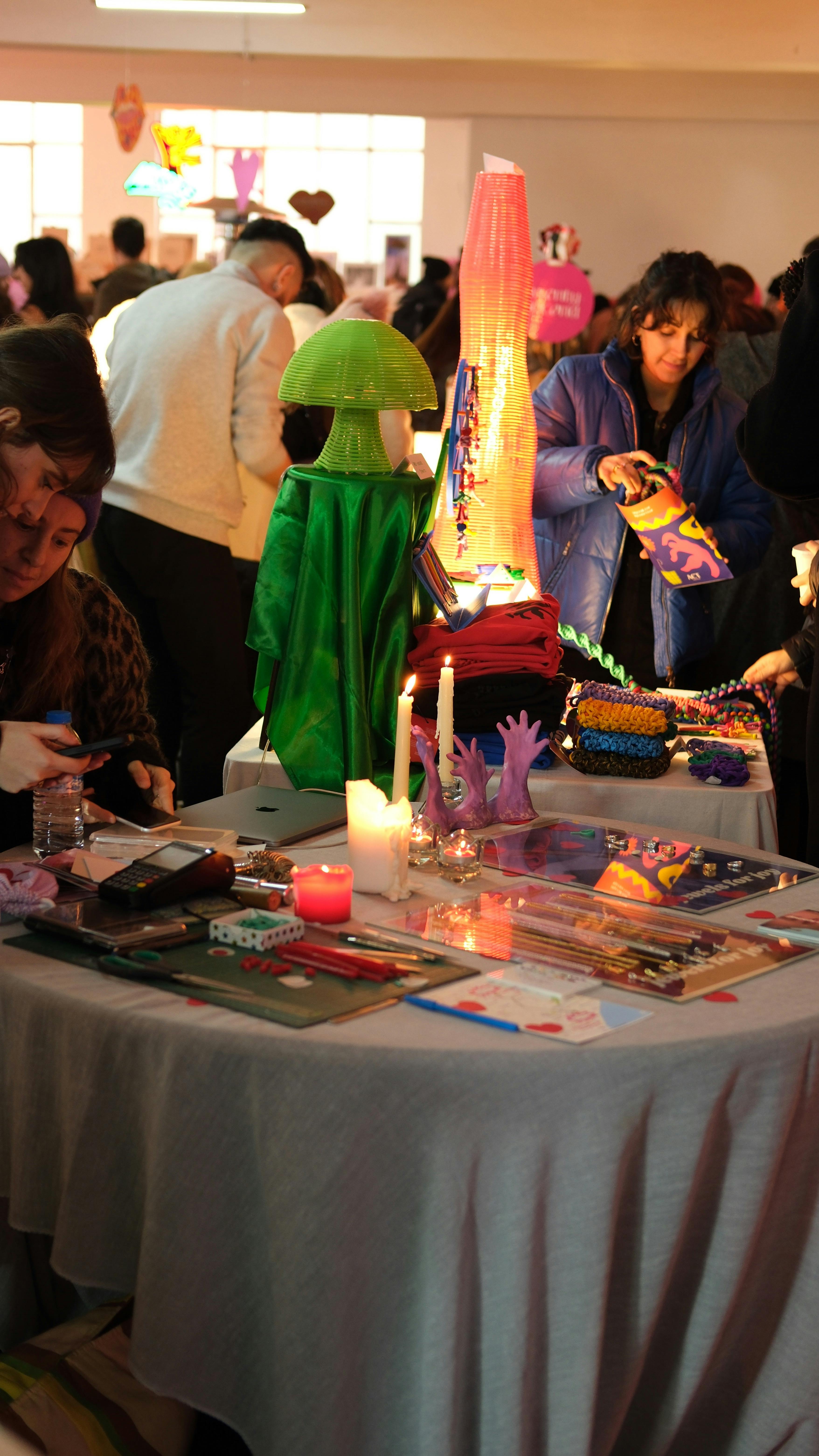 Vibrant Craft Fair with Handmade Items and Candles · Free Stock Photo