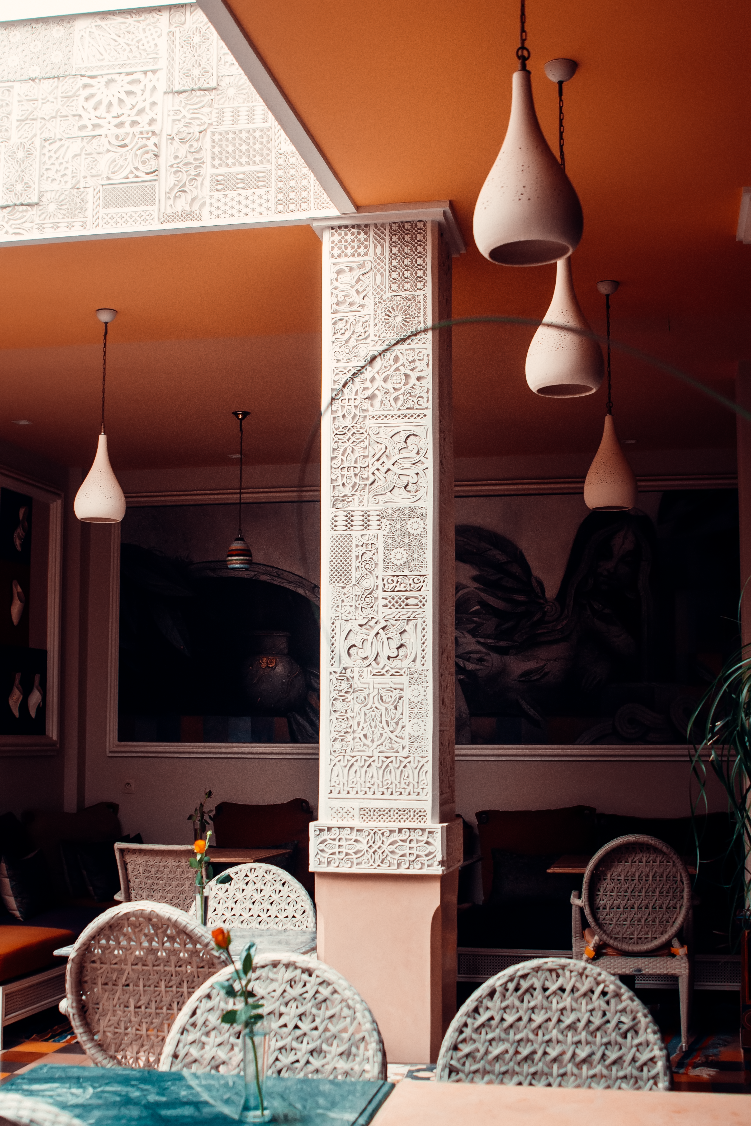 Elegant Indoor Moroccan Café with Intricate Decor · Free Stock Photo