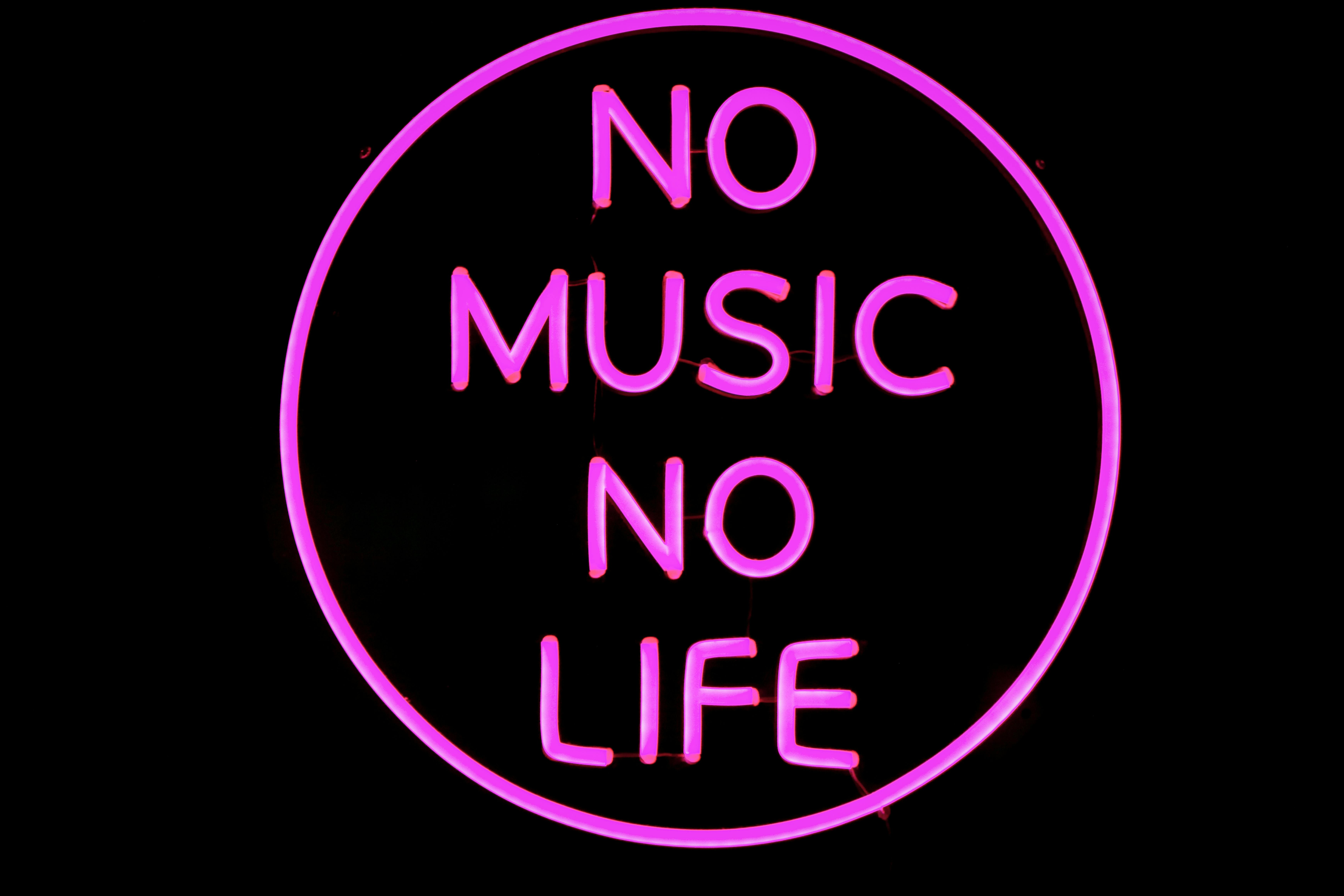 Vibrant Neon Sign: No Music No Life Message · Free Stock Photo