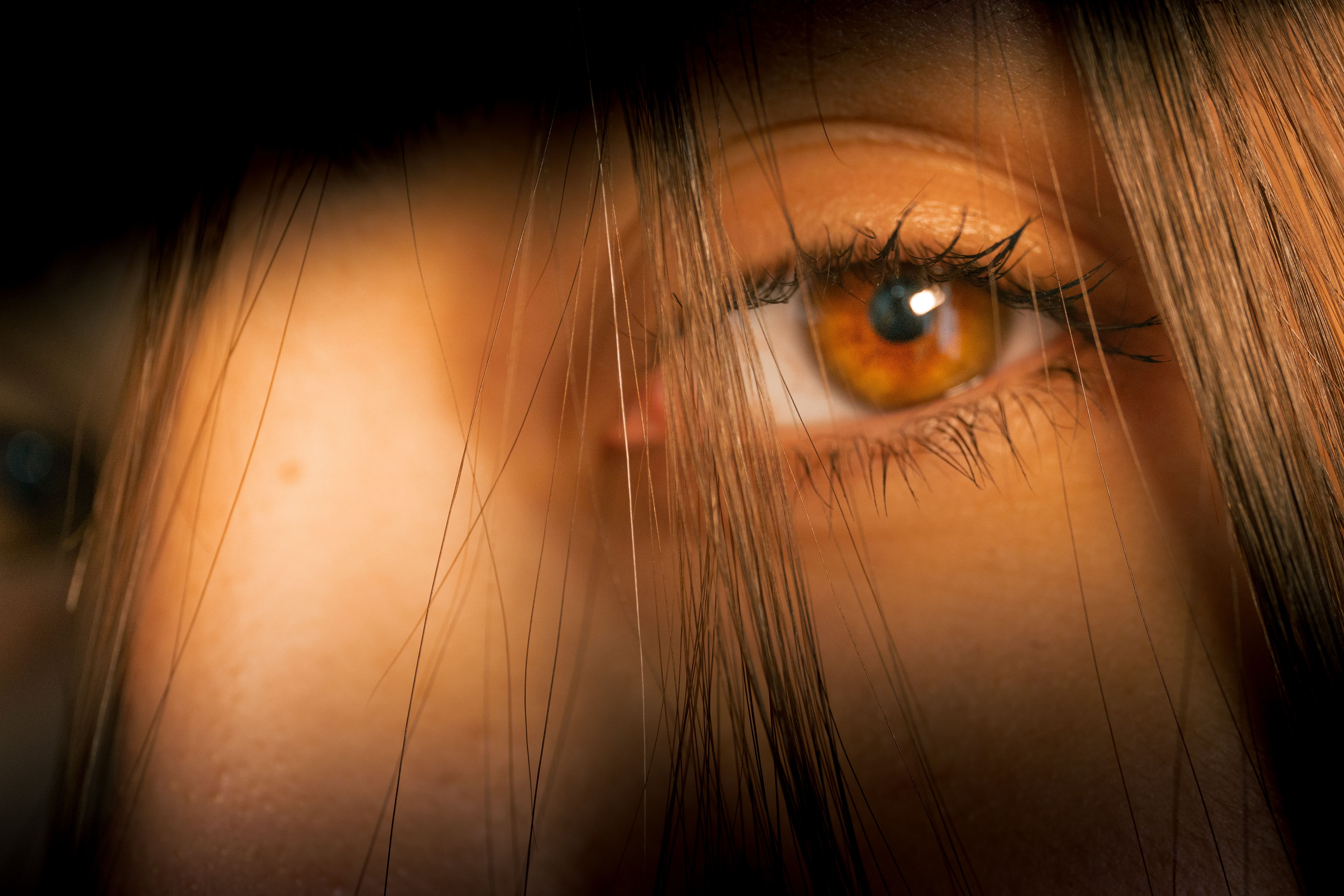 Close-up of a Brown Eye with Dramatic Lighting · Free Stock Photo