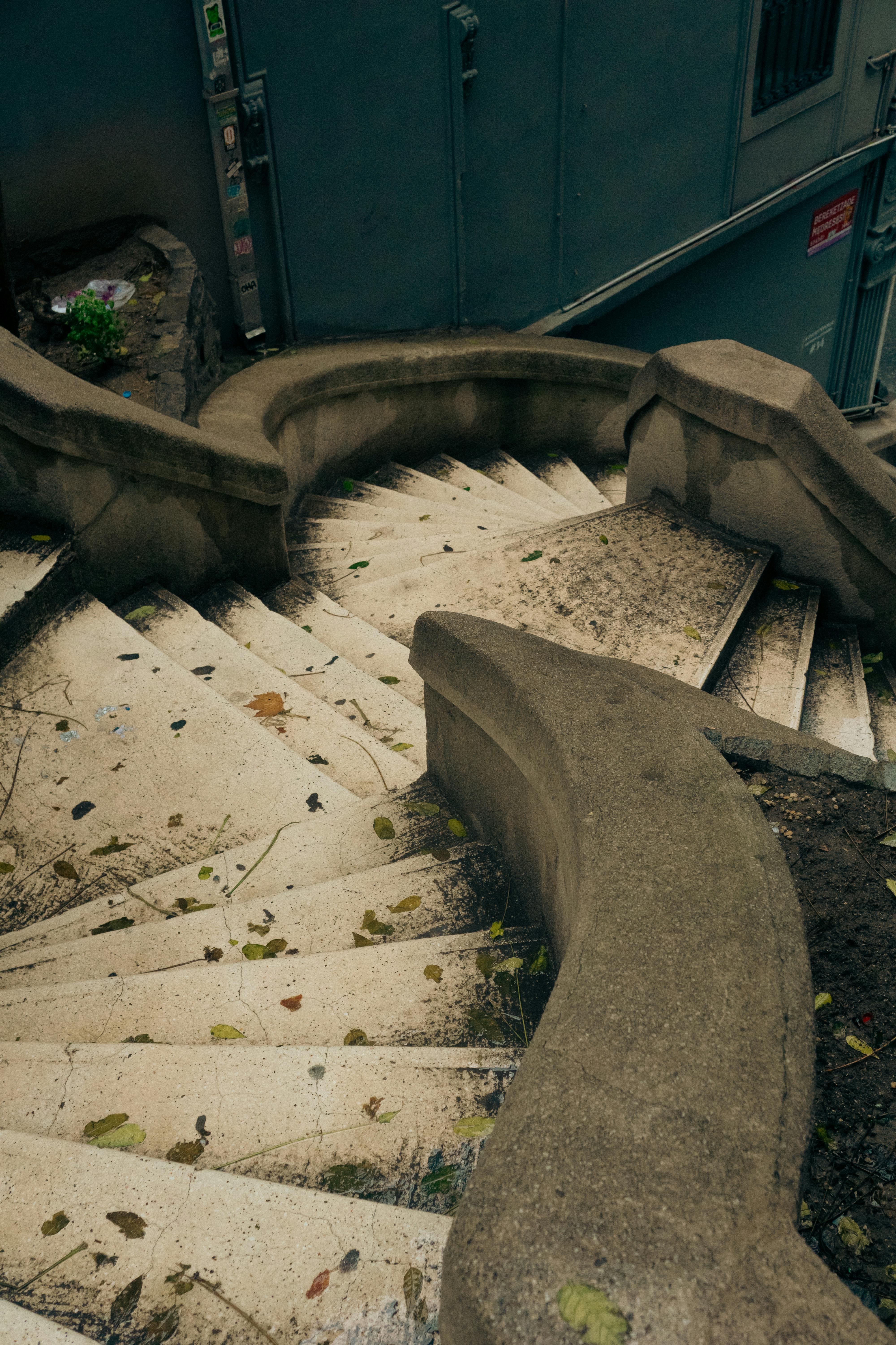 Curved Concrete Staircase in Urban Alleyway · Free Stock Photo