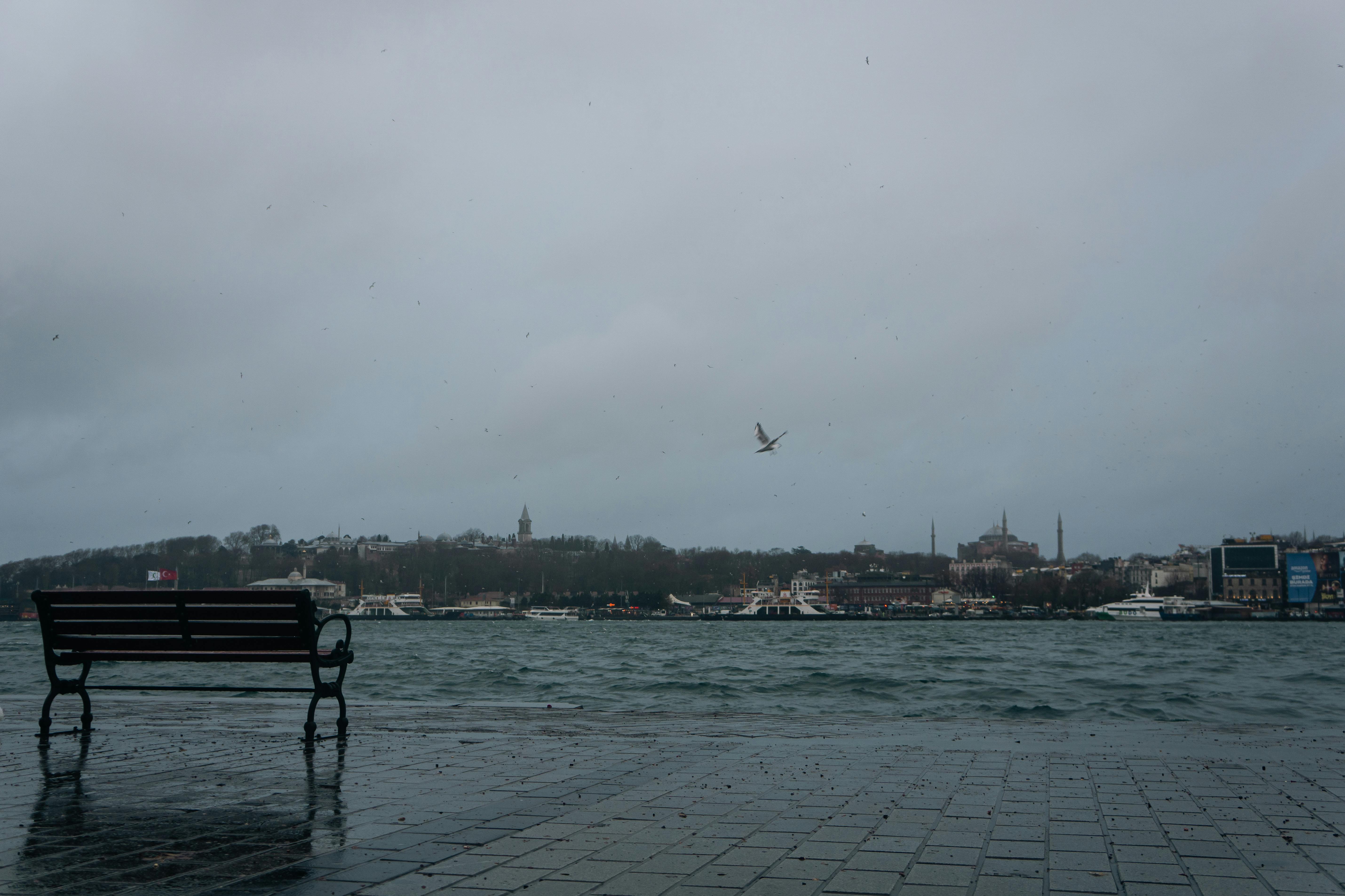 Scenic View of Istanbul Skyline with Bench · Free Stock Photo