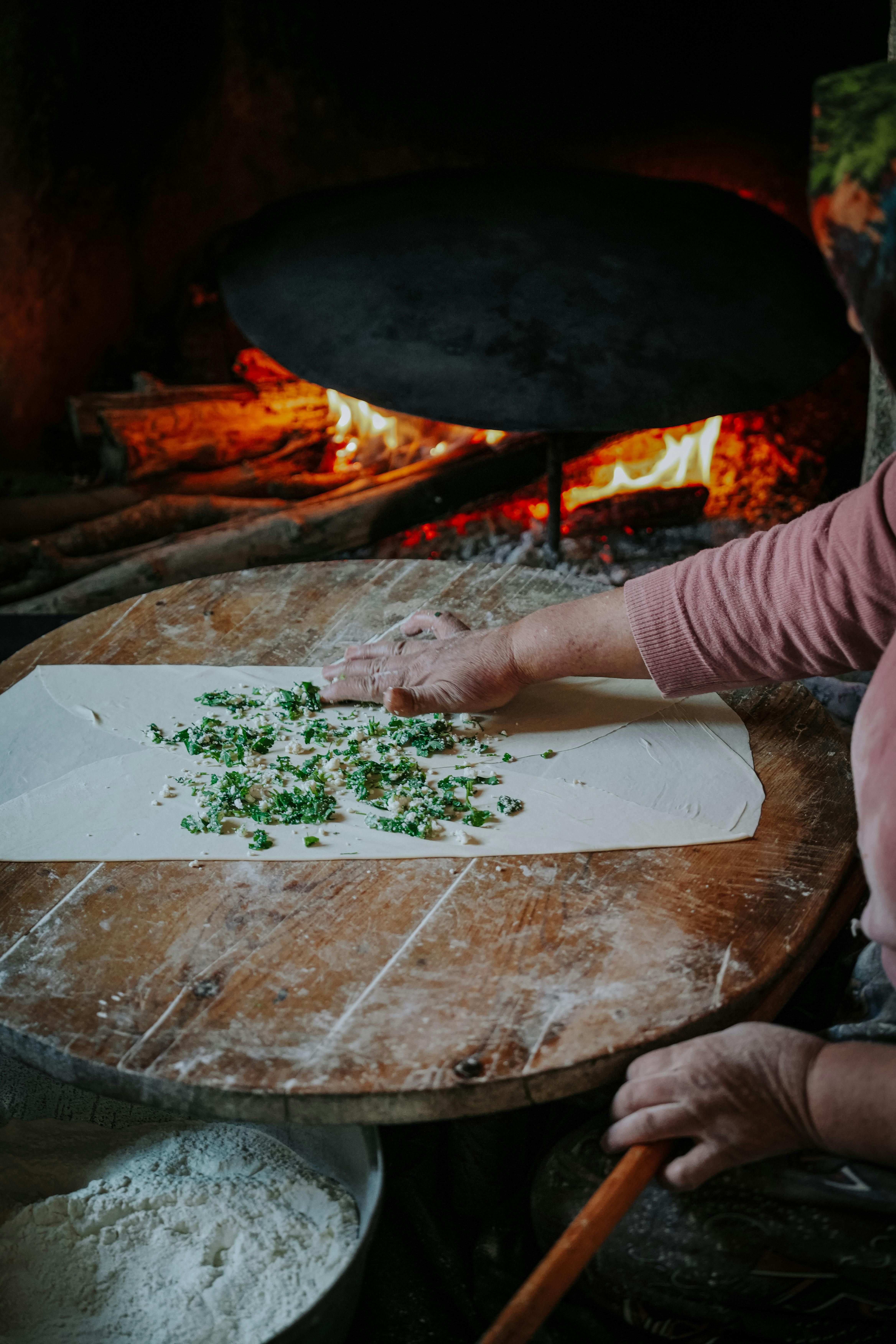 Rustic Cooking Scene with Traditional Flatbread · Free Stock Photo
