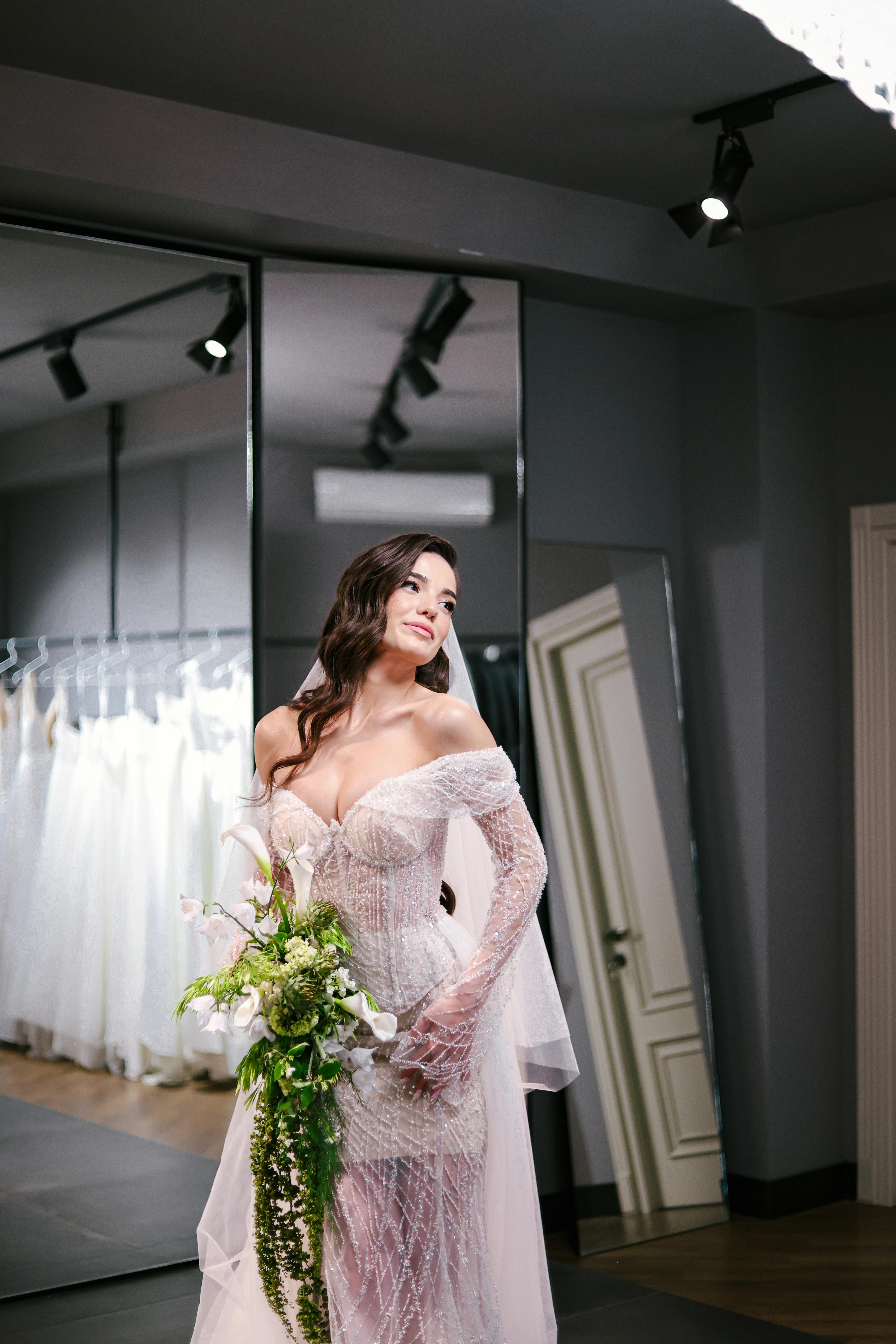 Elegant Bridal Portrait in Tbilisi Bridal Shop · Free Stock Photo