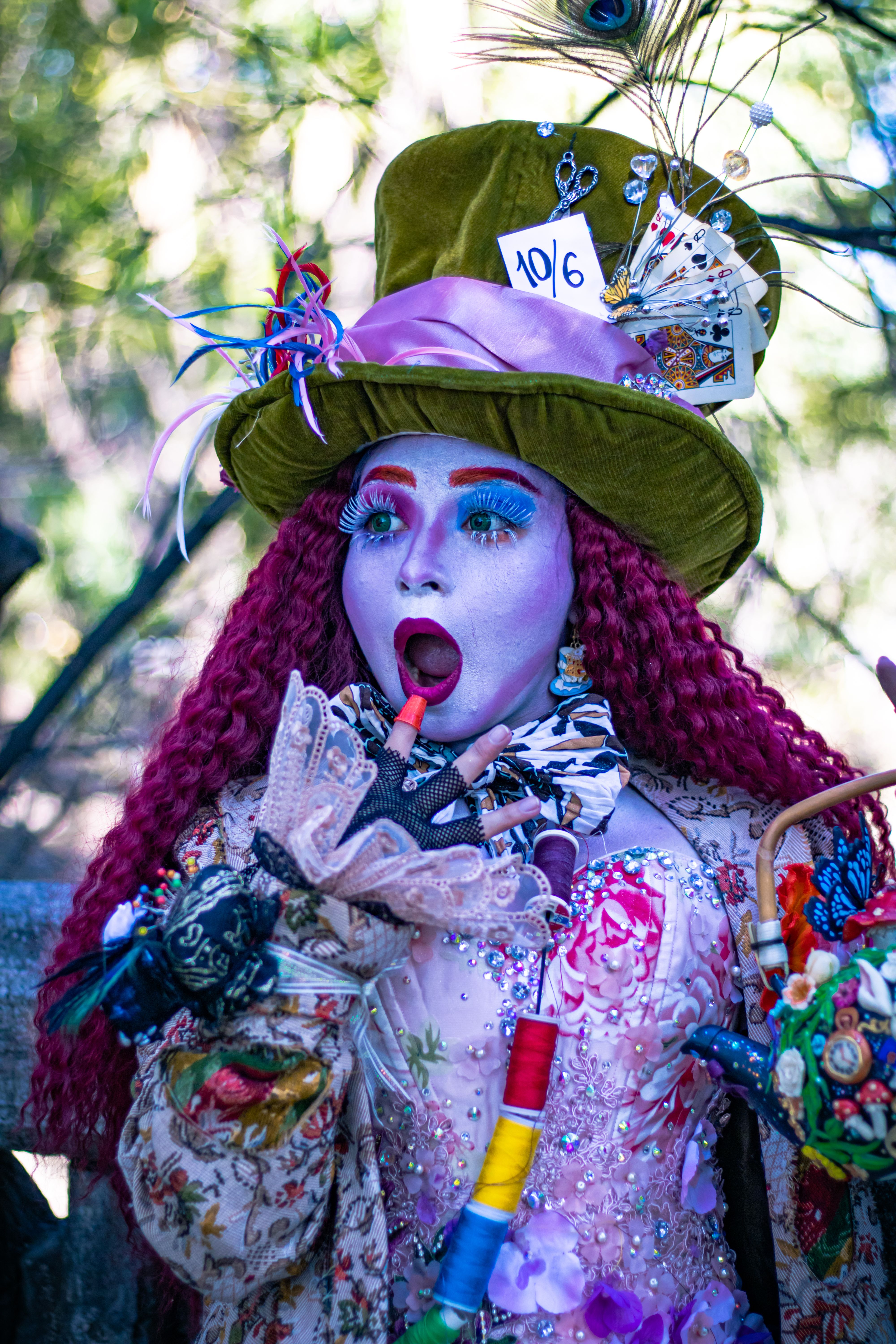 Vibrant Mad Hatter Cosplay in Mexico Park · Free Stock Photo