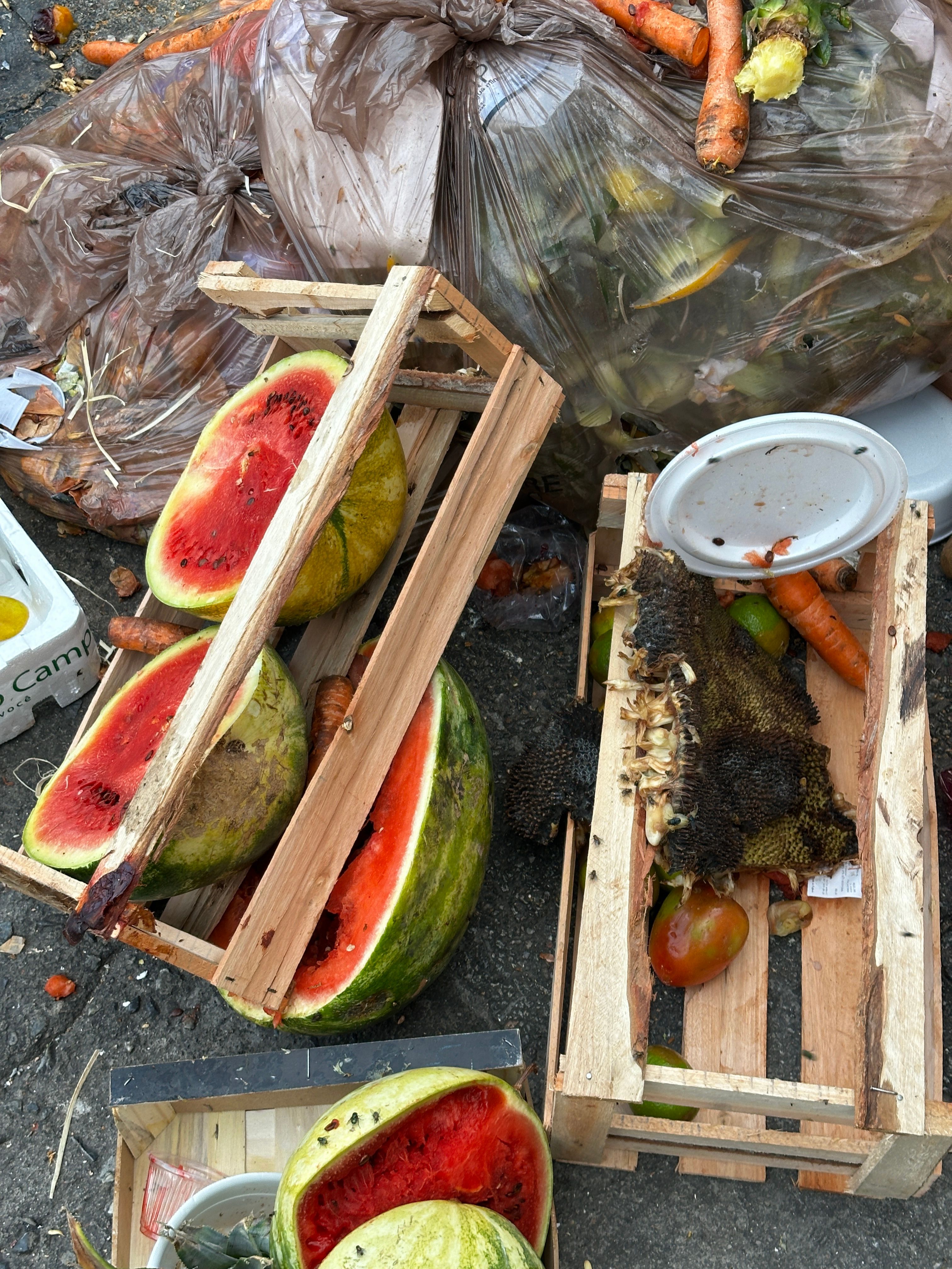 Sandías Desechadas Y Residuos Alimentarios Mixtos Al Aire Libre · Foto ...