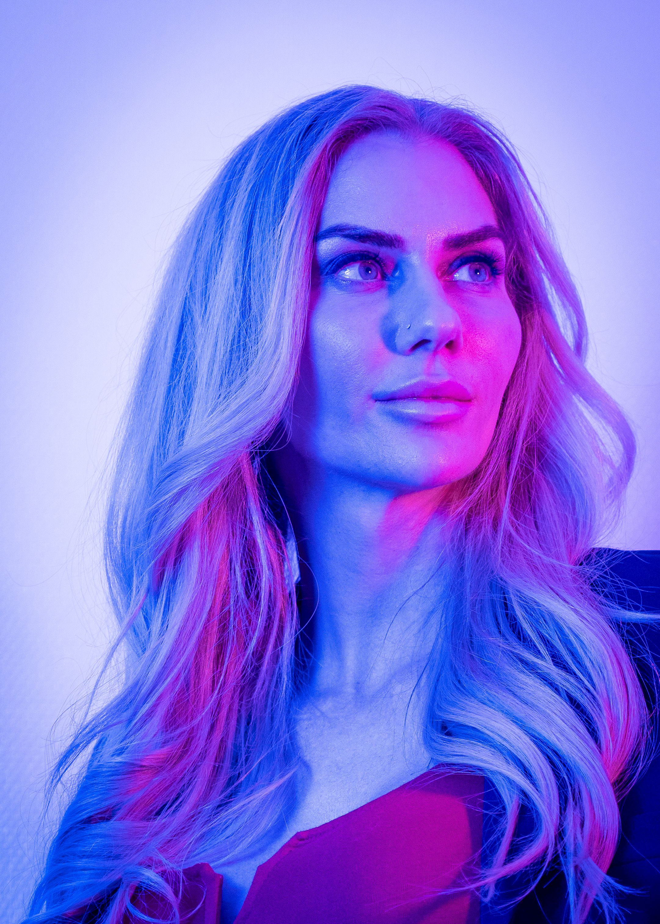Portrait with Vibrant Blue and Pink Lighting · Free Stock Photo