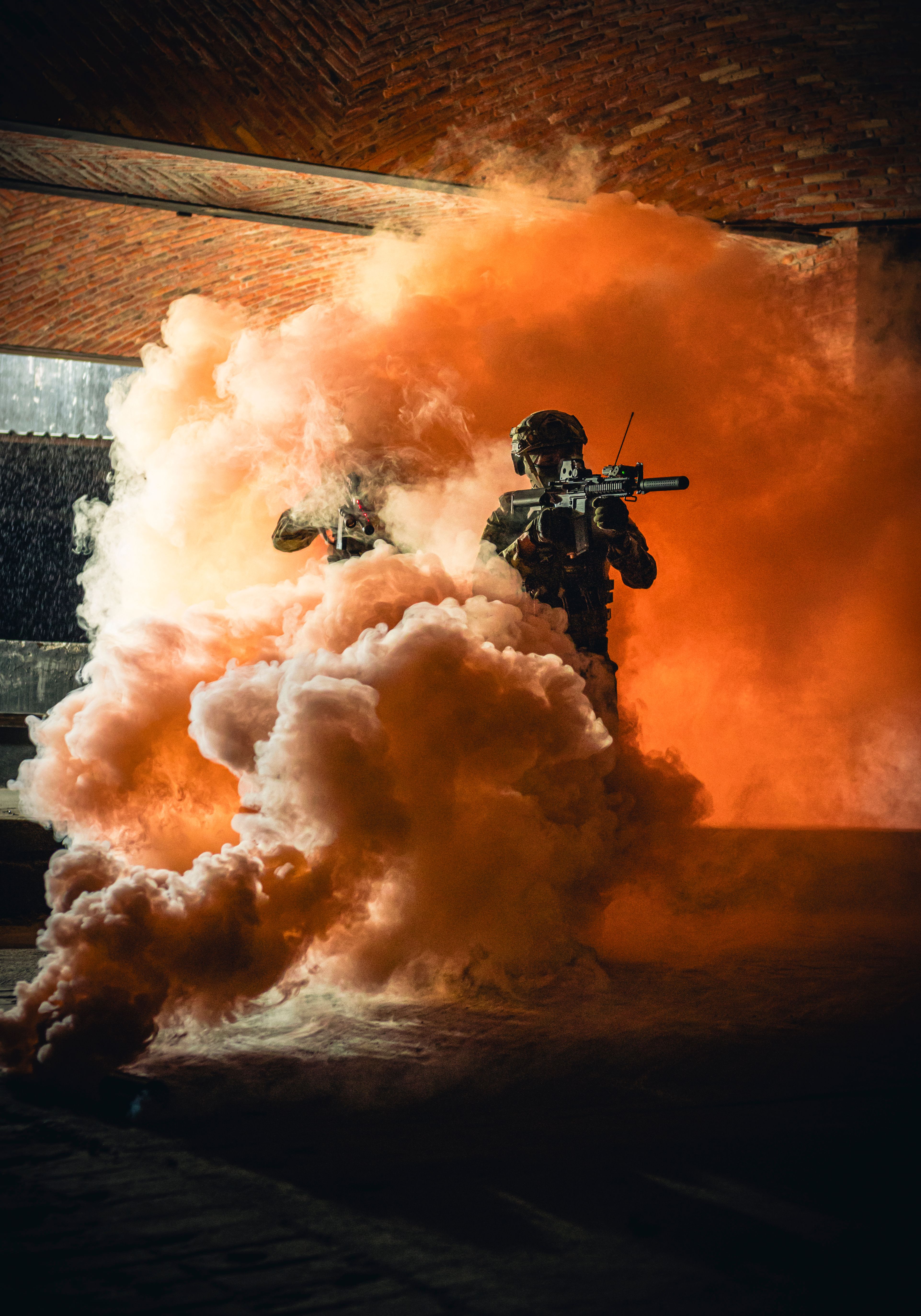 Tactical Soldiers in Smoke with Rifles · Free Stock Photo