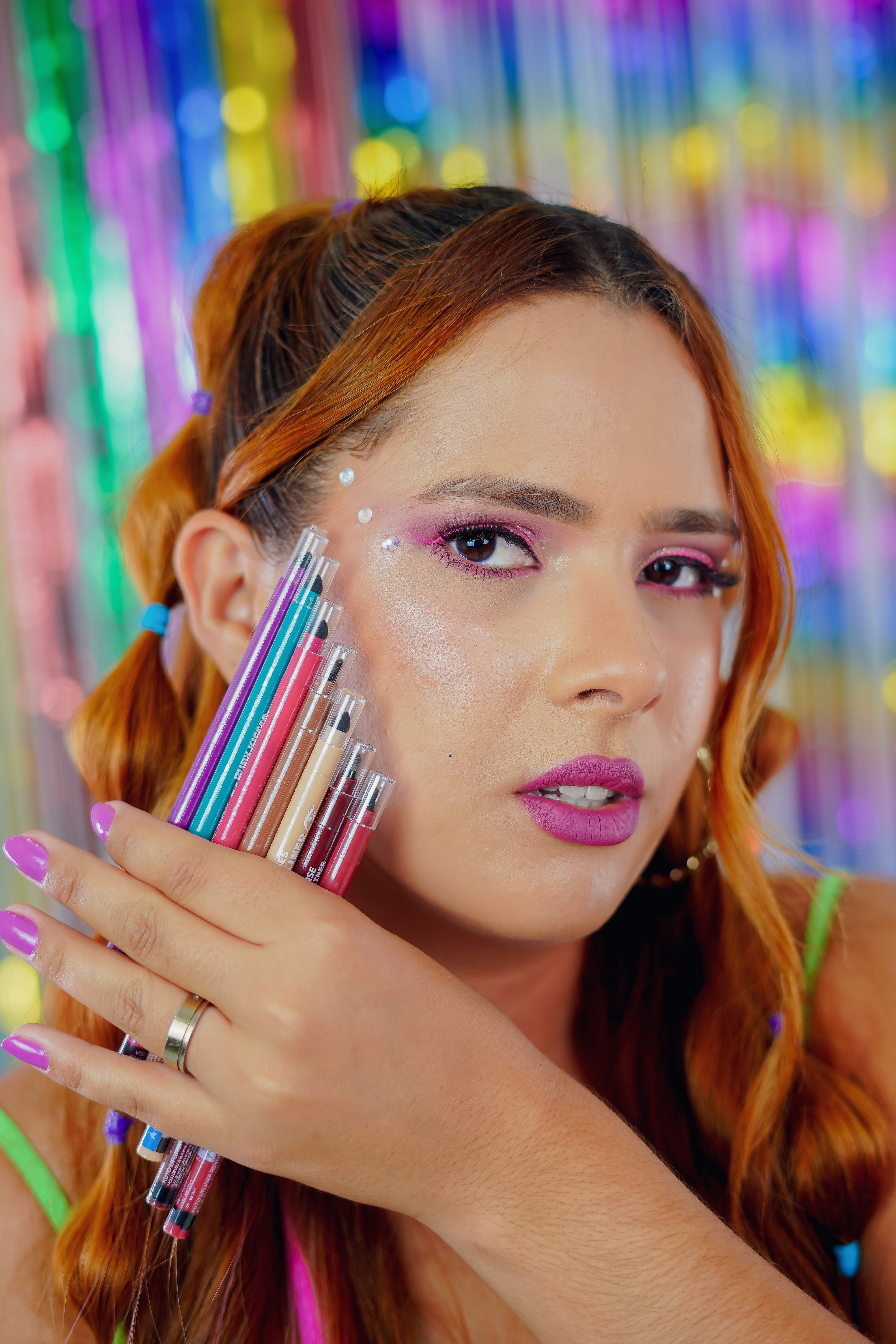 Colorful Makeup Art with Vibrant Background · Free Stock Photo