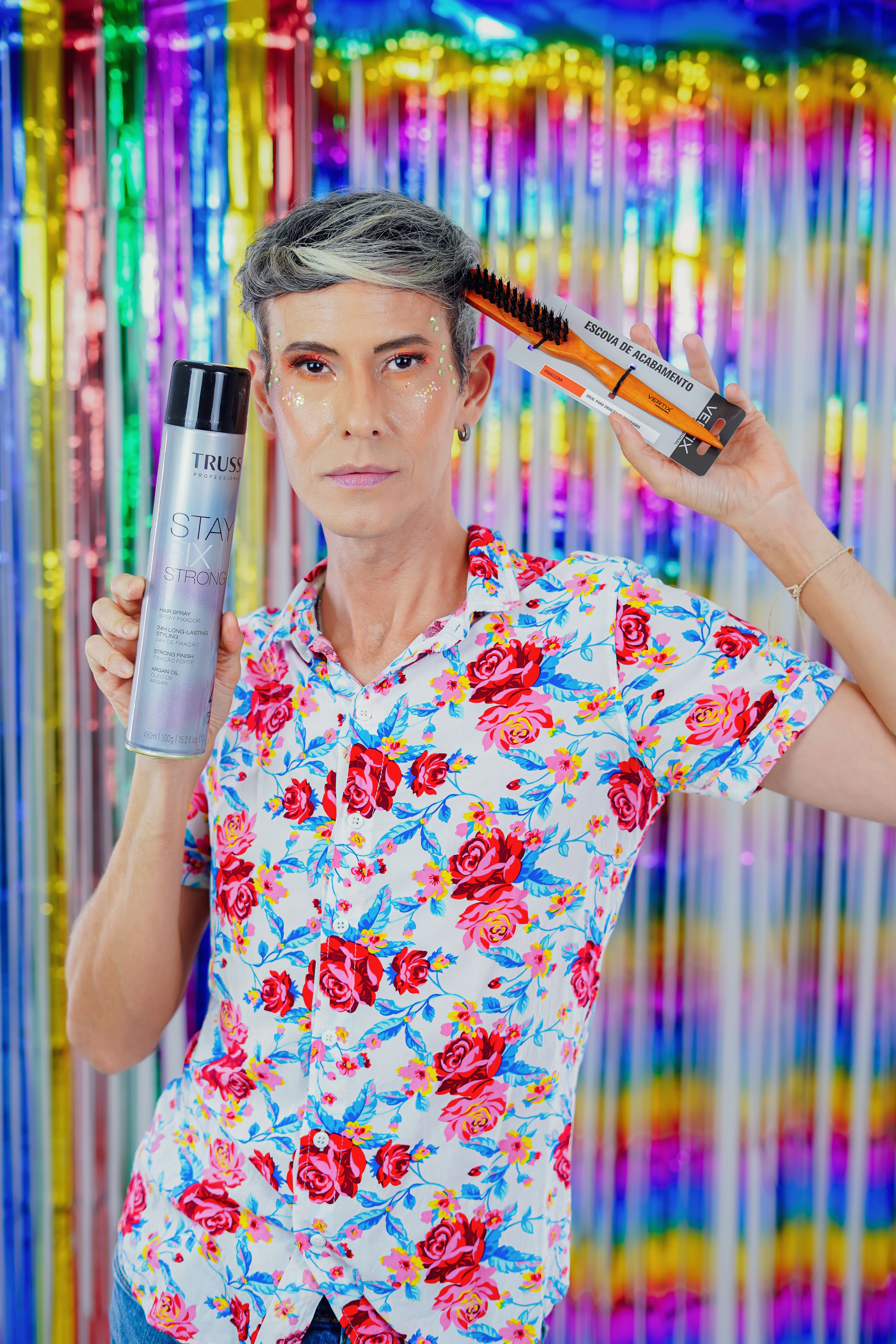 Vibrant Portrait with Hair Styling Products · Free Stock Photo