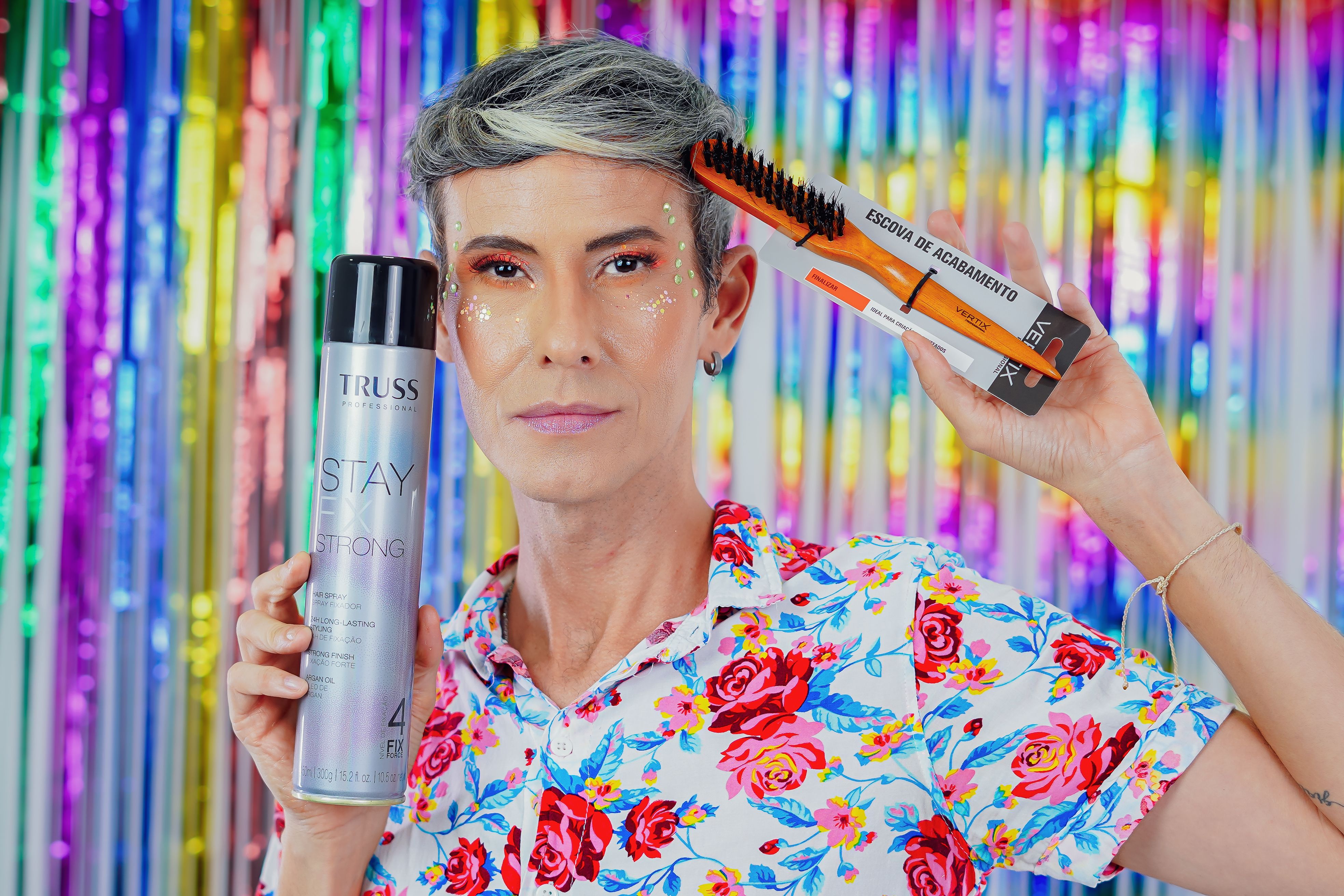 Colorful Portrait with Hair Styling Products · Free Stock Photo