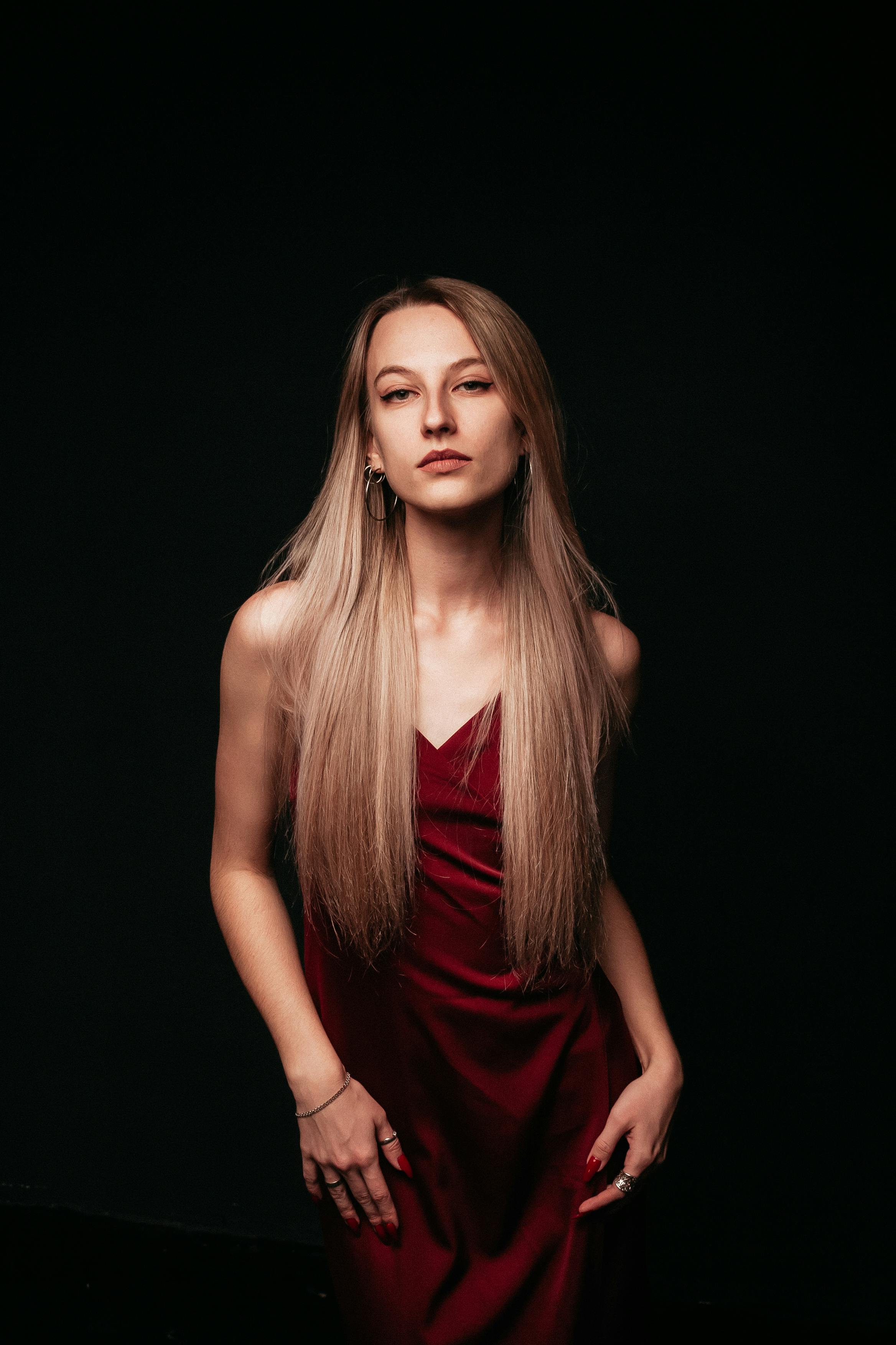 Elegant Woman in Red Dress Portrait · Free Stock Photo