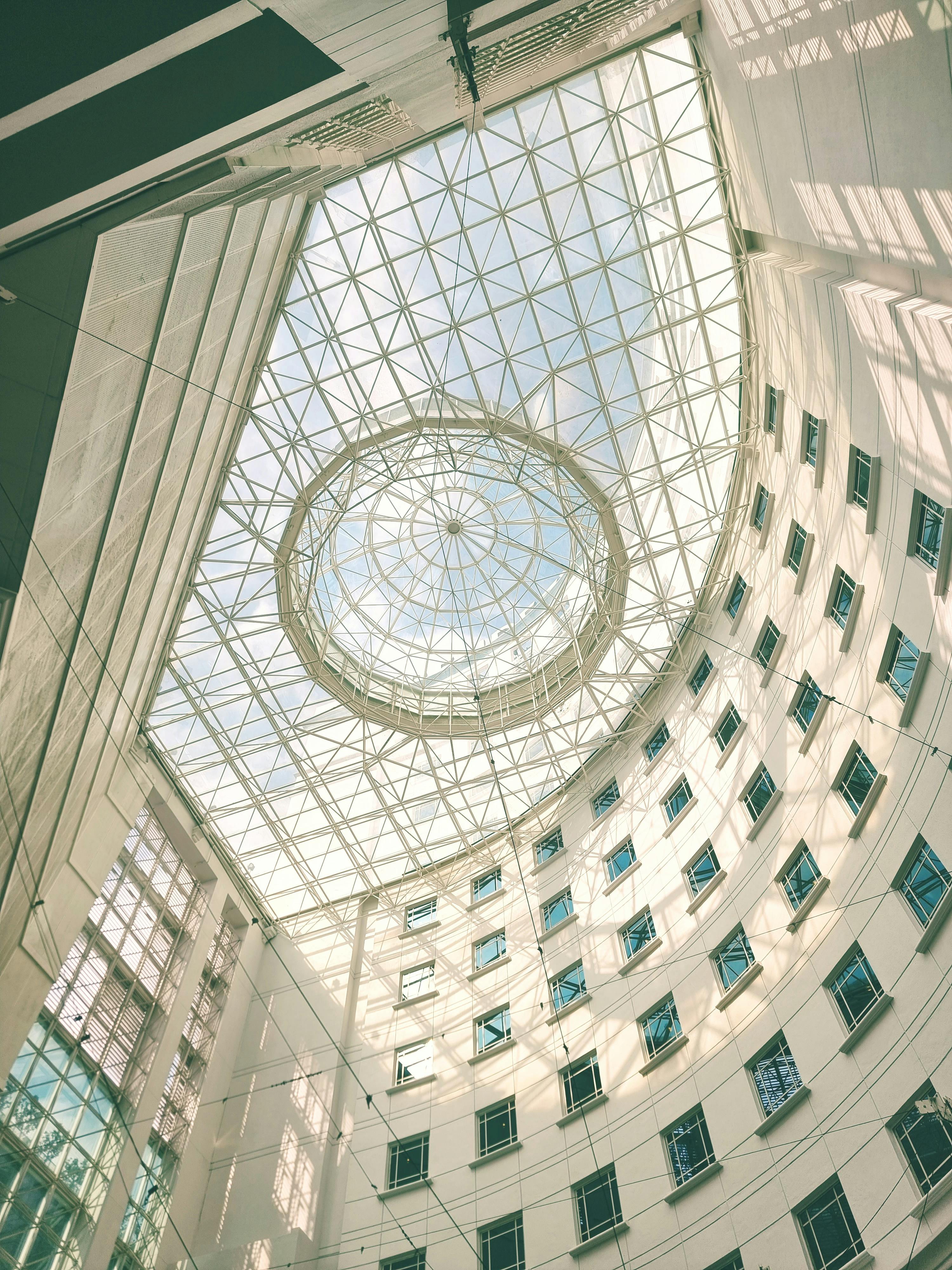 Contemporary Atrium Architecture with Glass Ceiling · Free Stock Photo