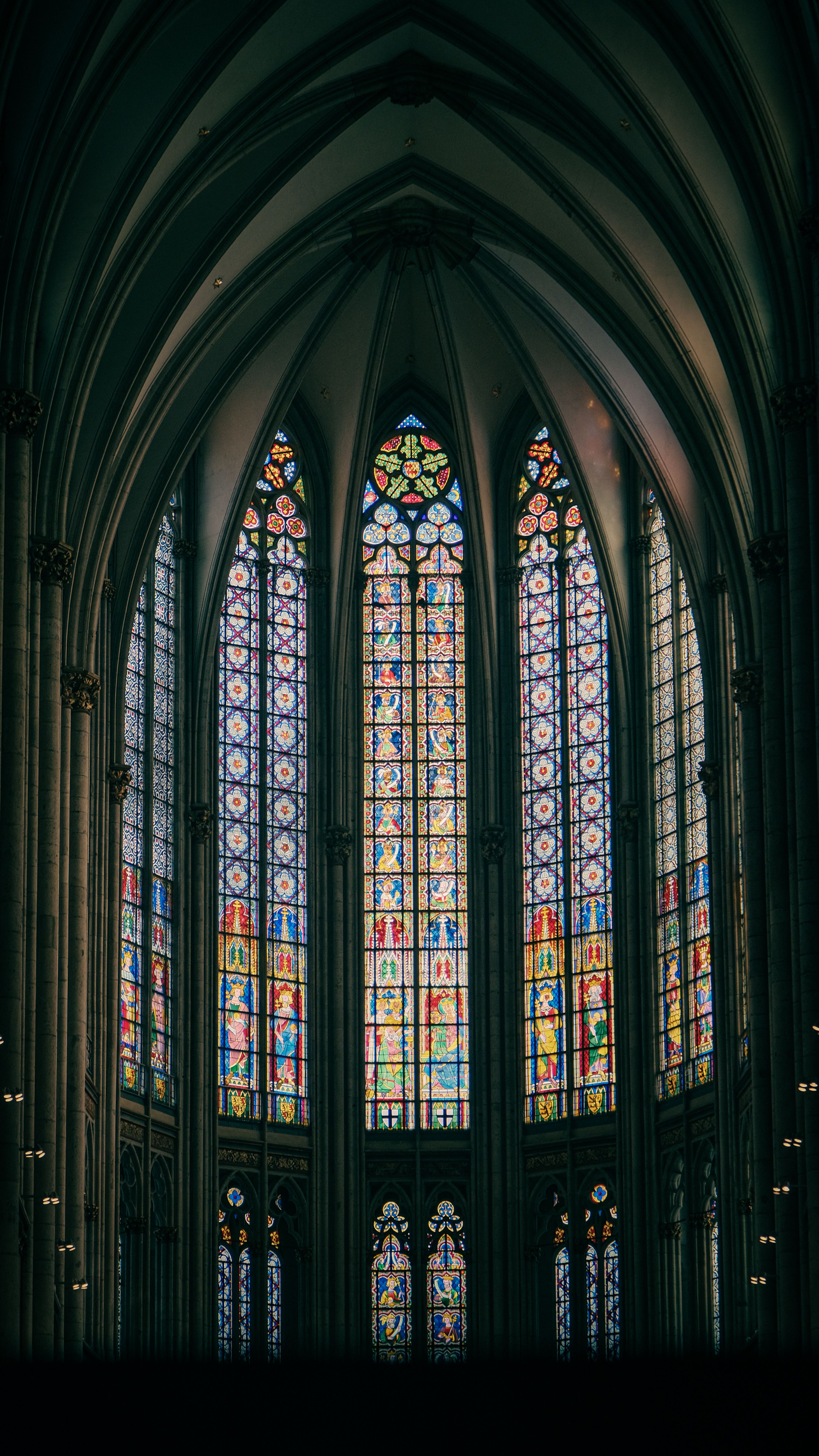 Majestic Gothic Cathedral Stained Glass Windows · Free Stock Photo