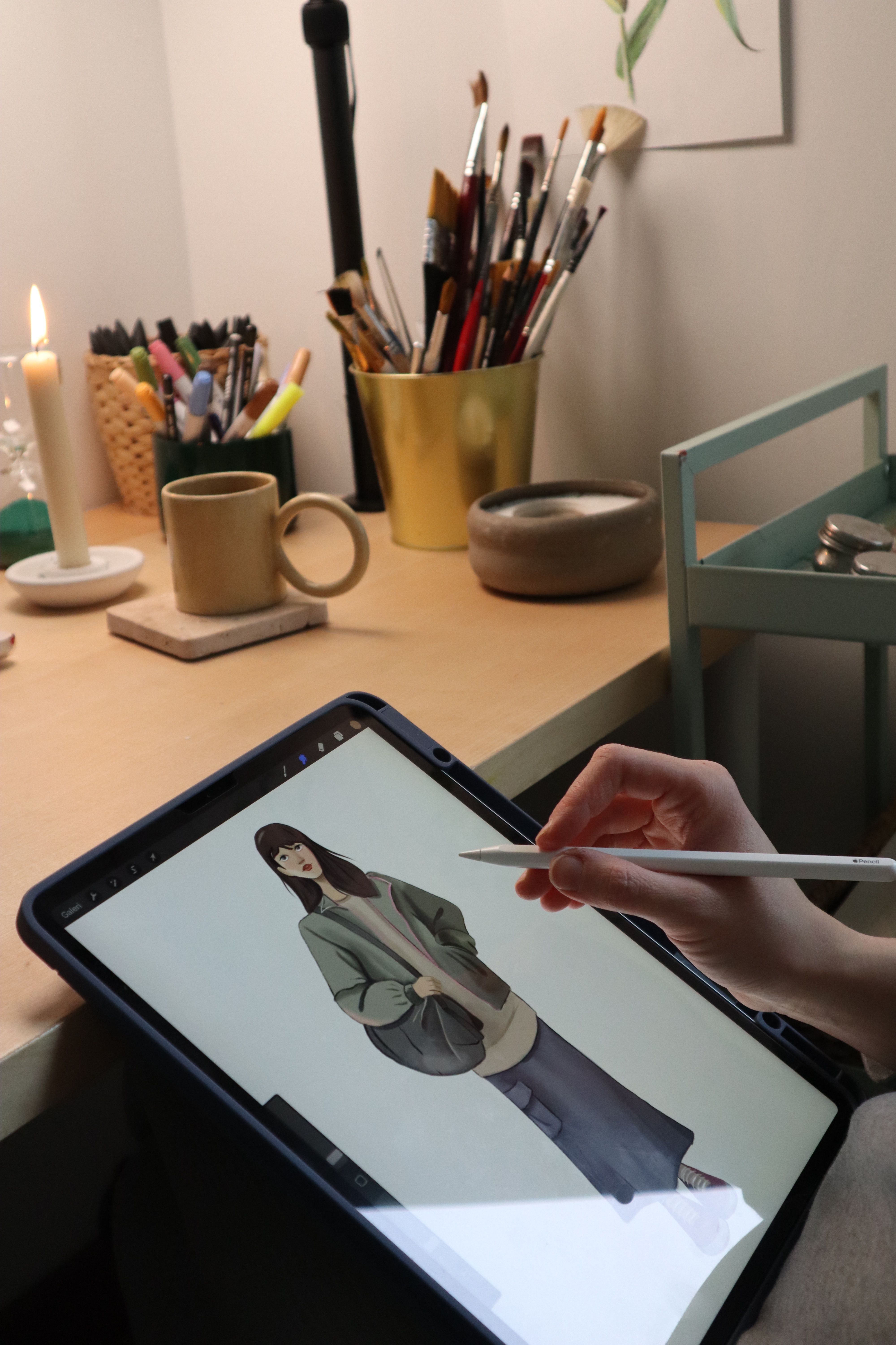 Digital Art Creation in Cozy Studio Setting · Free Stock Photo
