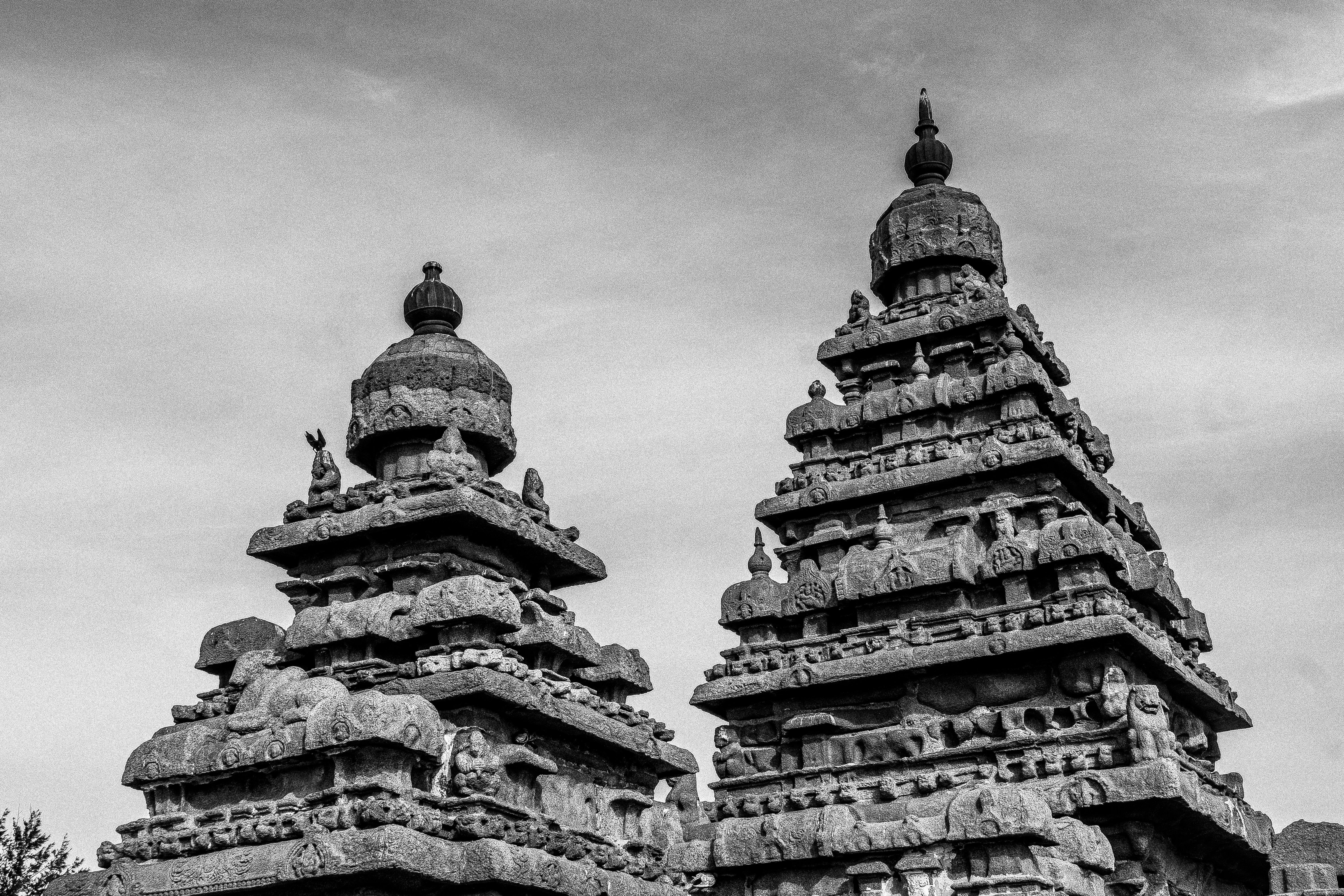 Black and White Photograph of Ancient Temple · Free Stock Photo
