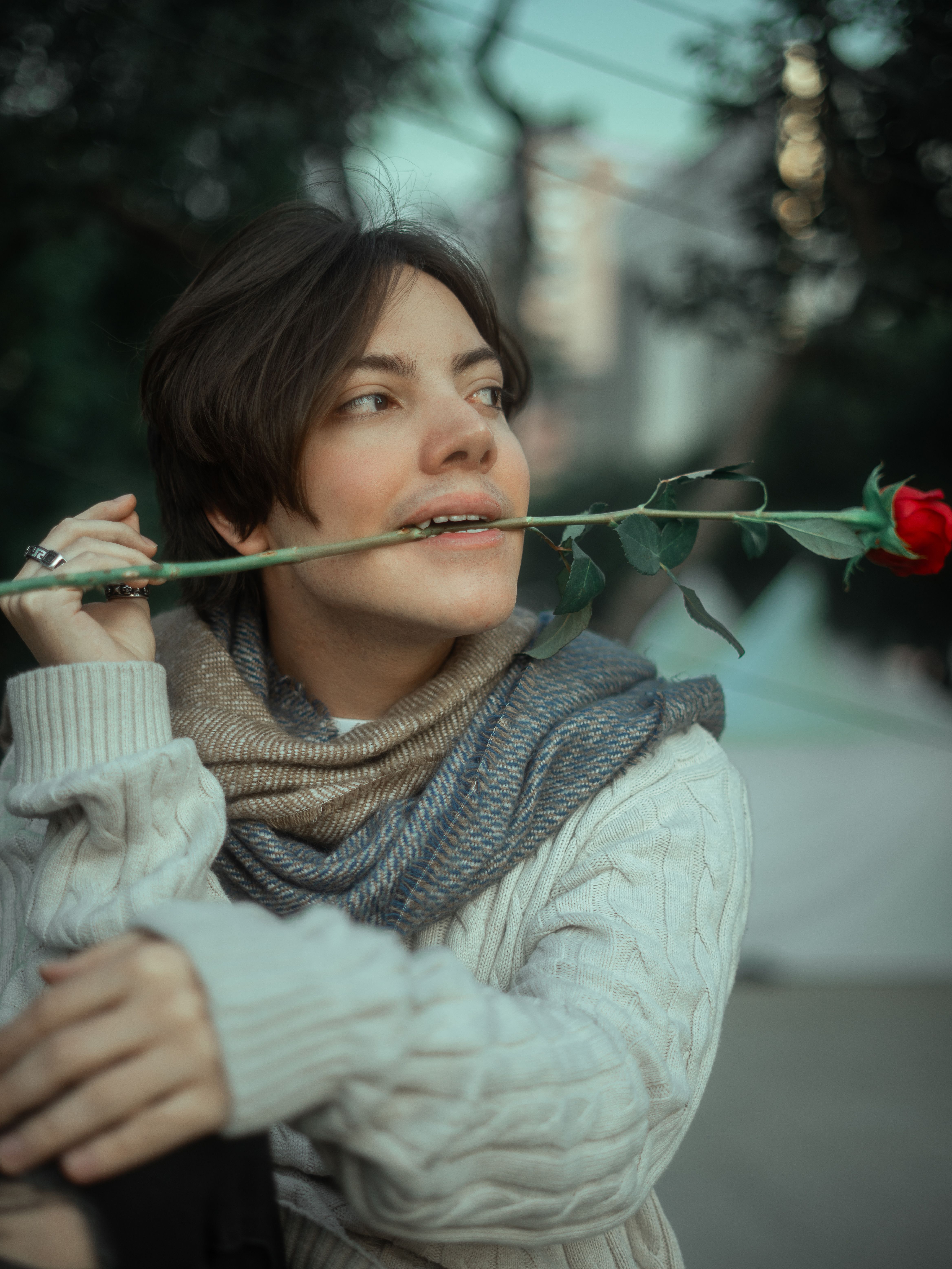 Romantic Portrait with Red Rose in Mexico City · Free Stock Photo