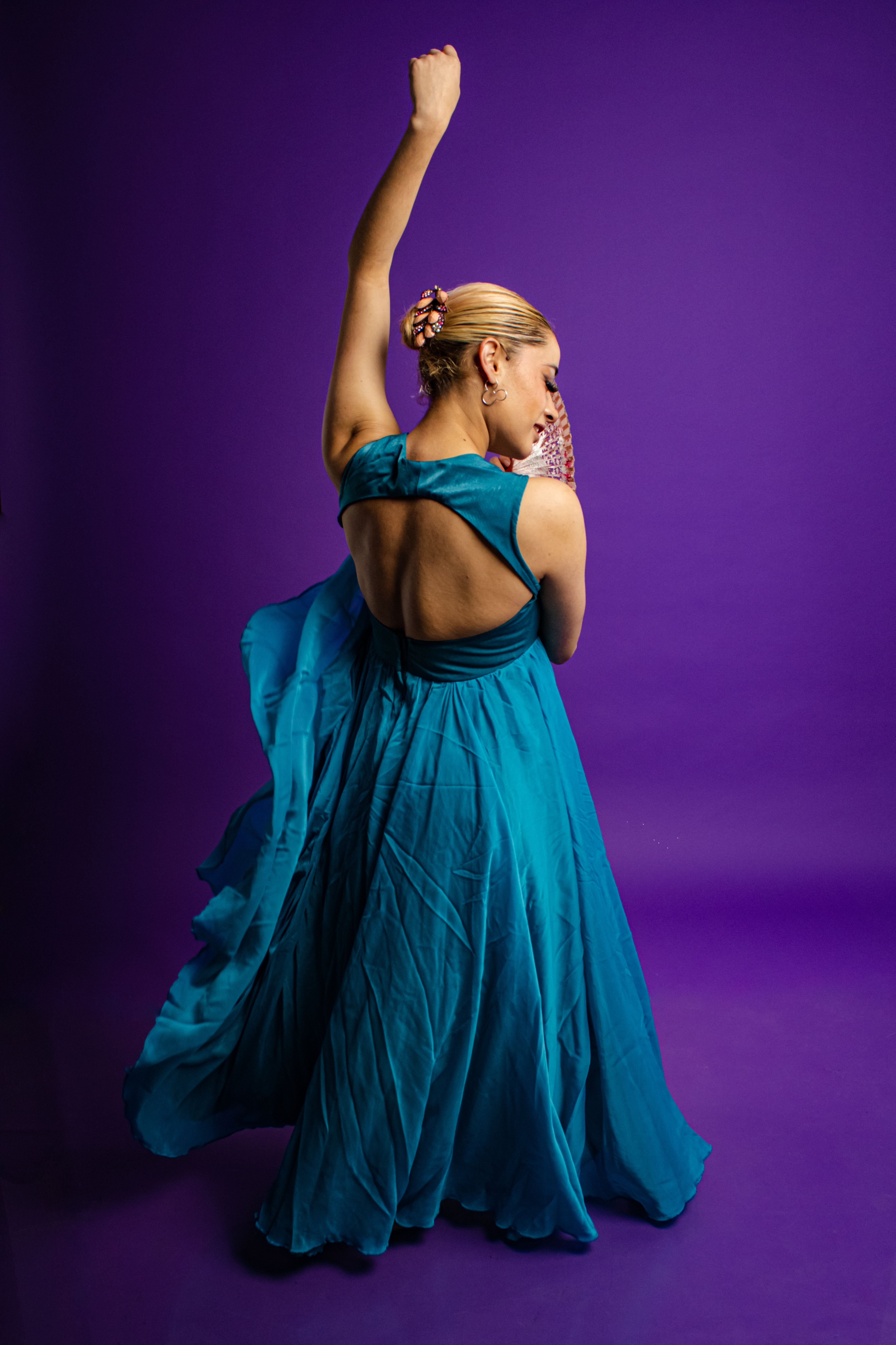 Elegant Flamenco Dancer in Blue Dress · Free Stock Photo