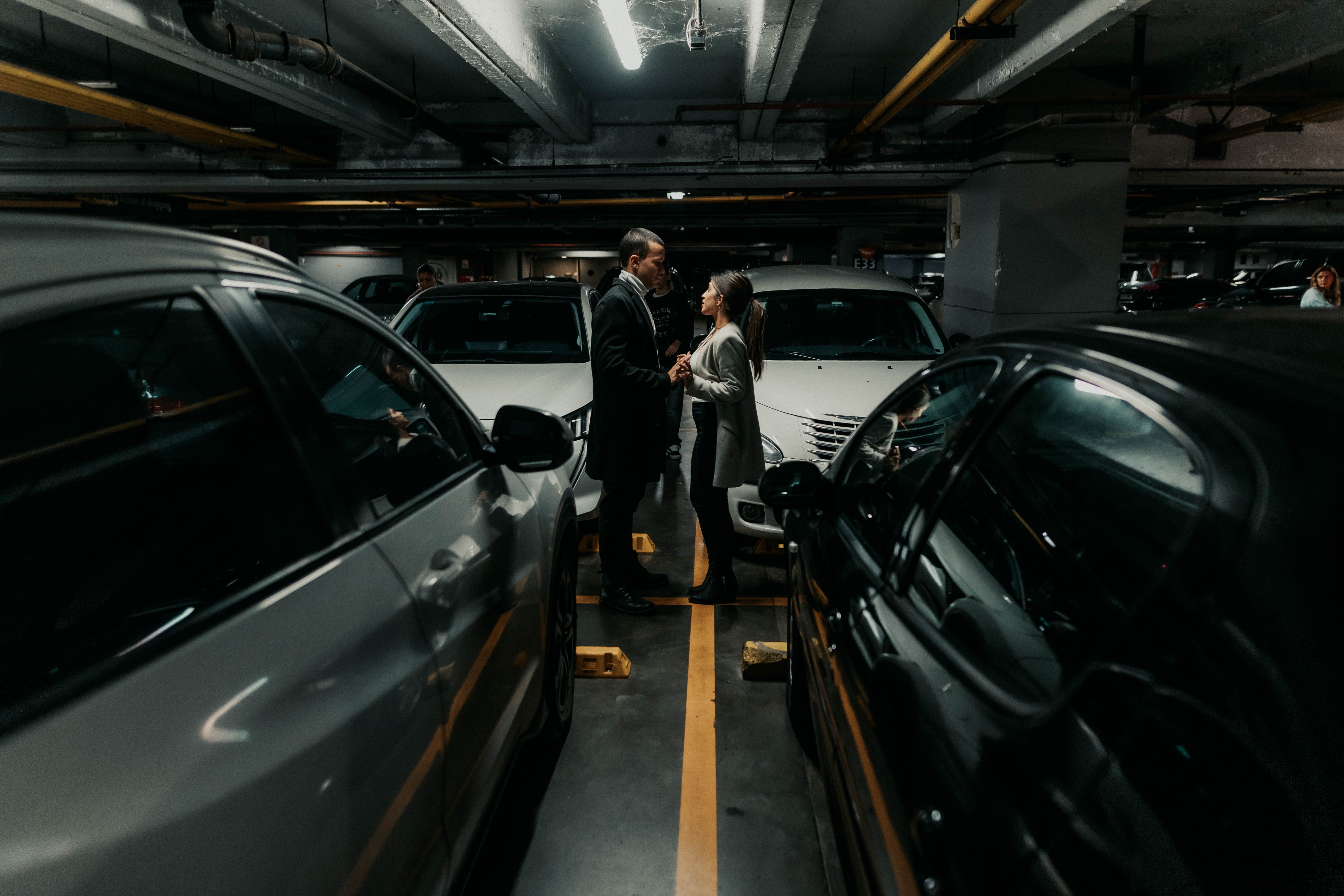Romantic Moment in Buenos Aires Parking Garage · Free Stock Photo