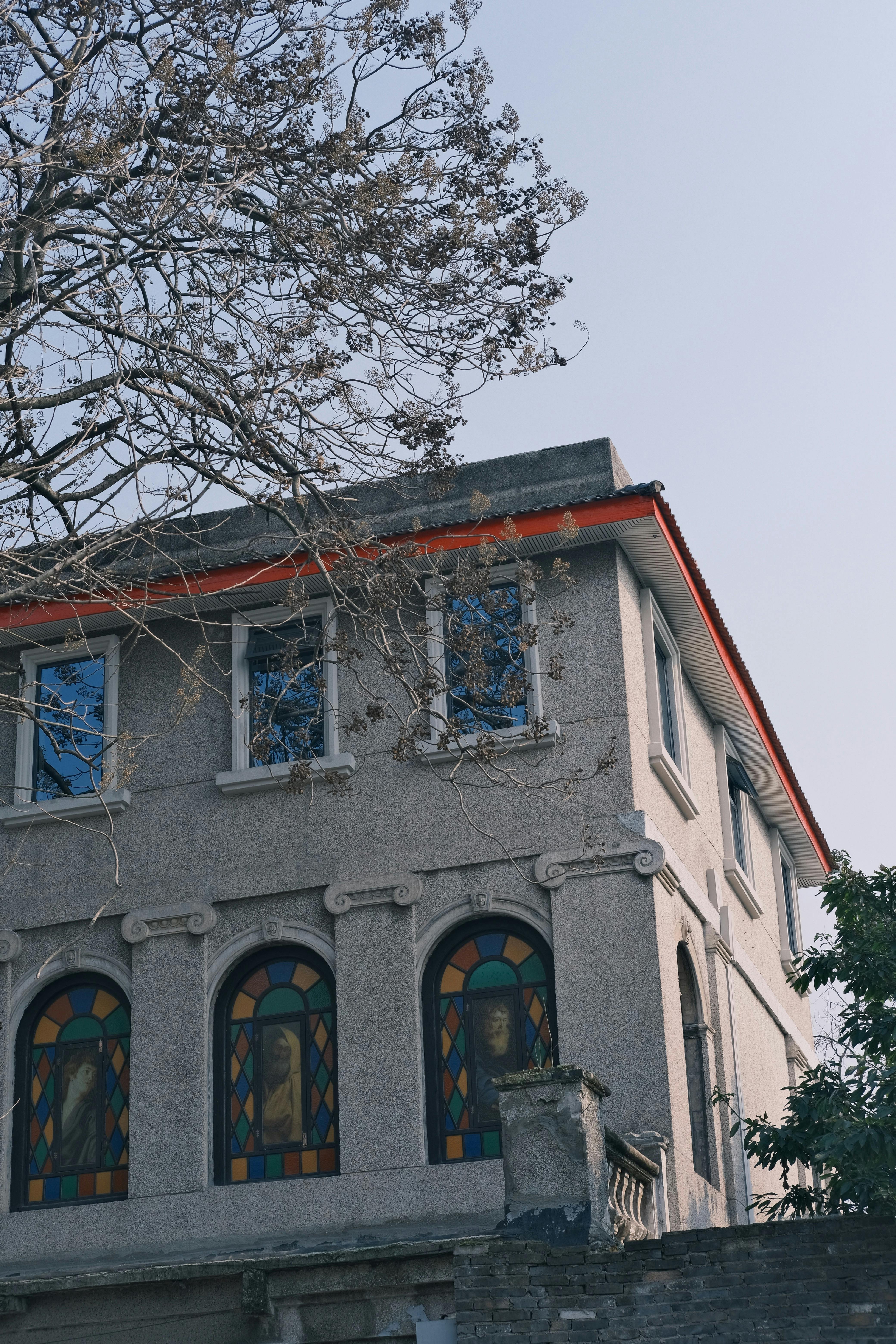 Historic Building with Stained Glass Windows · Free Stock Photo