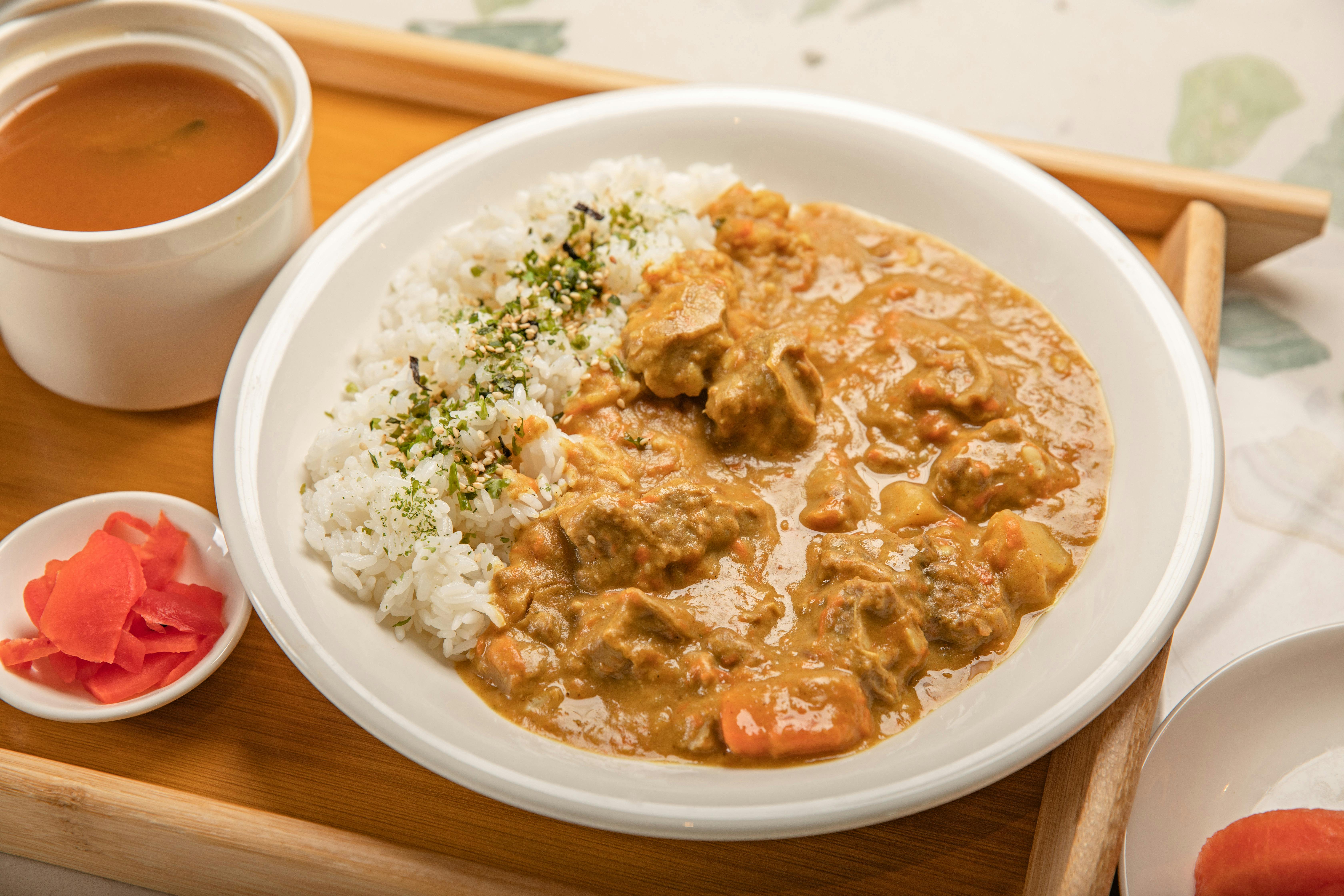 Delicious Japanese Curry and Rice on a Tray · Free Stock Photo
