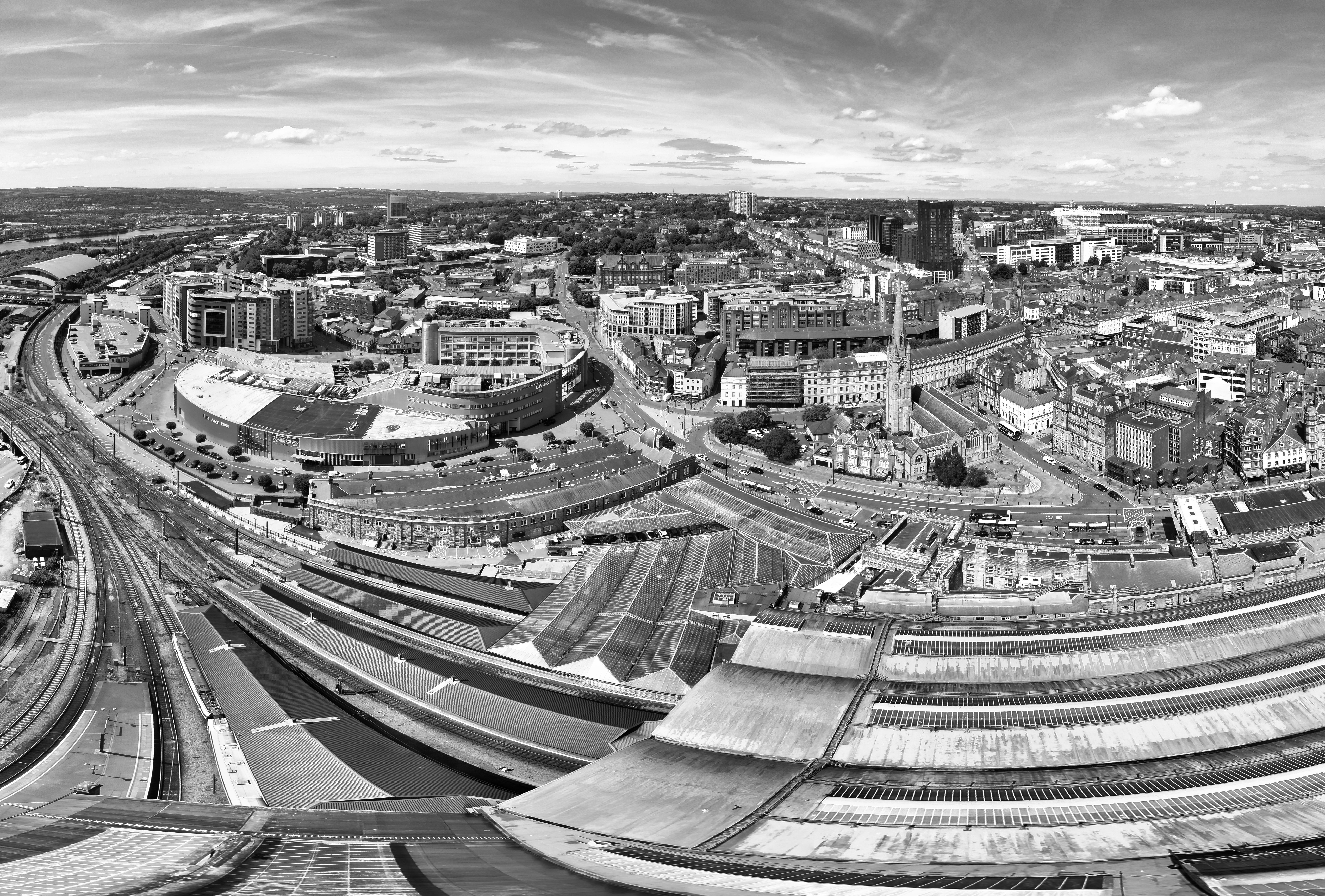 Aerial View of Urban Cityscape with Railway · Free Stock Photo