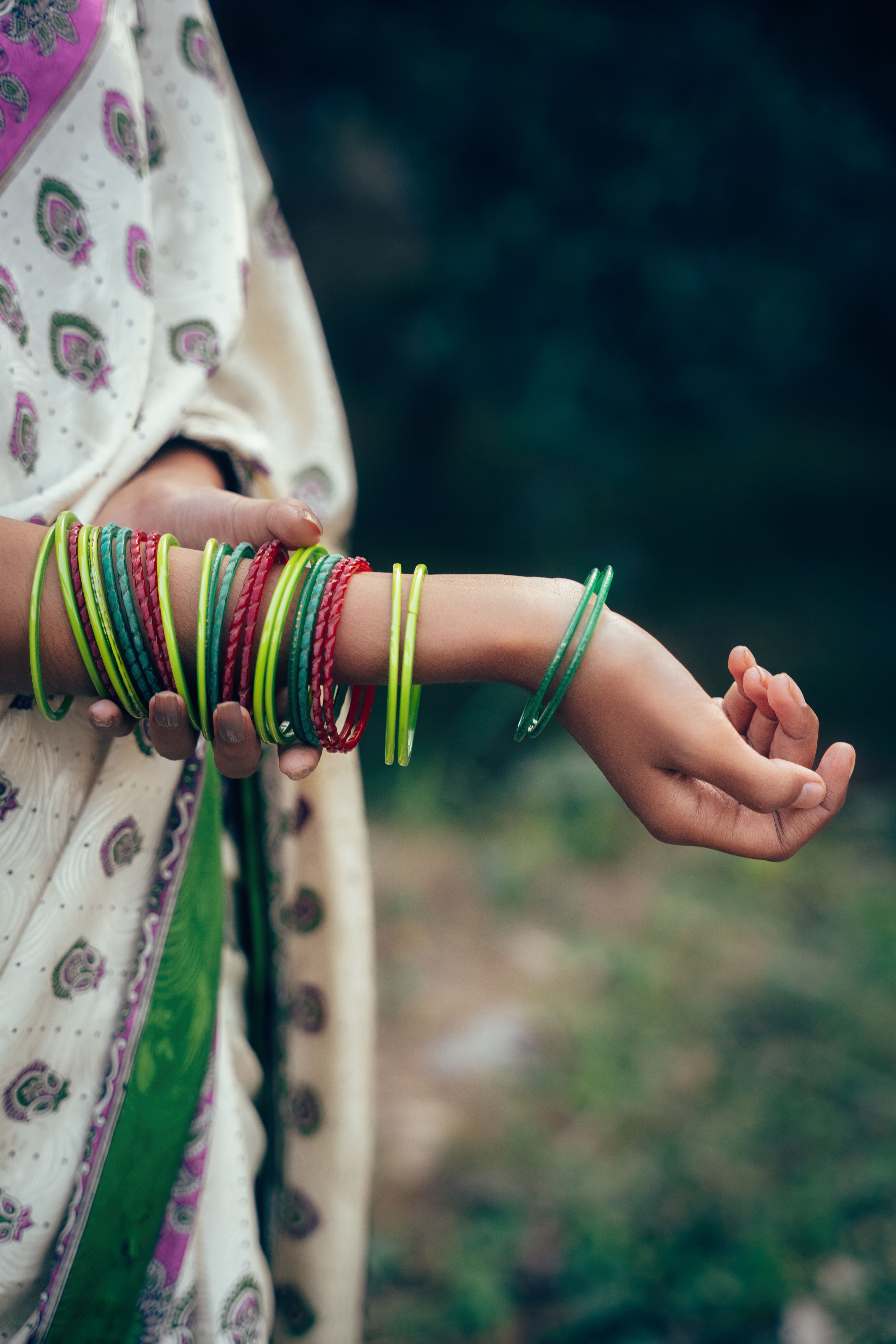Close-Up of Woman Wearing Traditional Bangles · Free Stock Photo