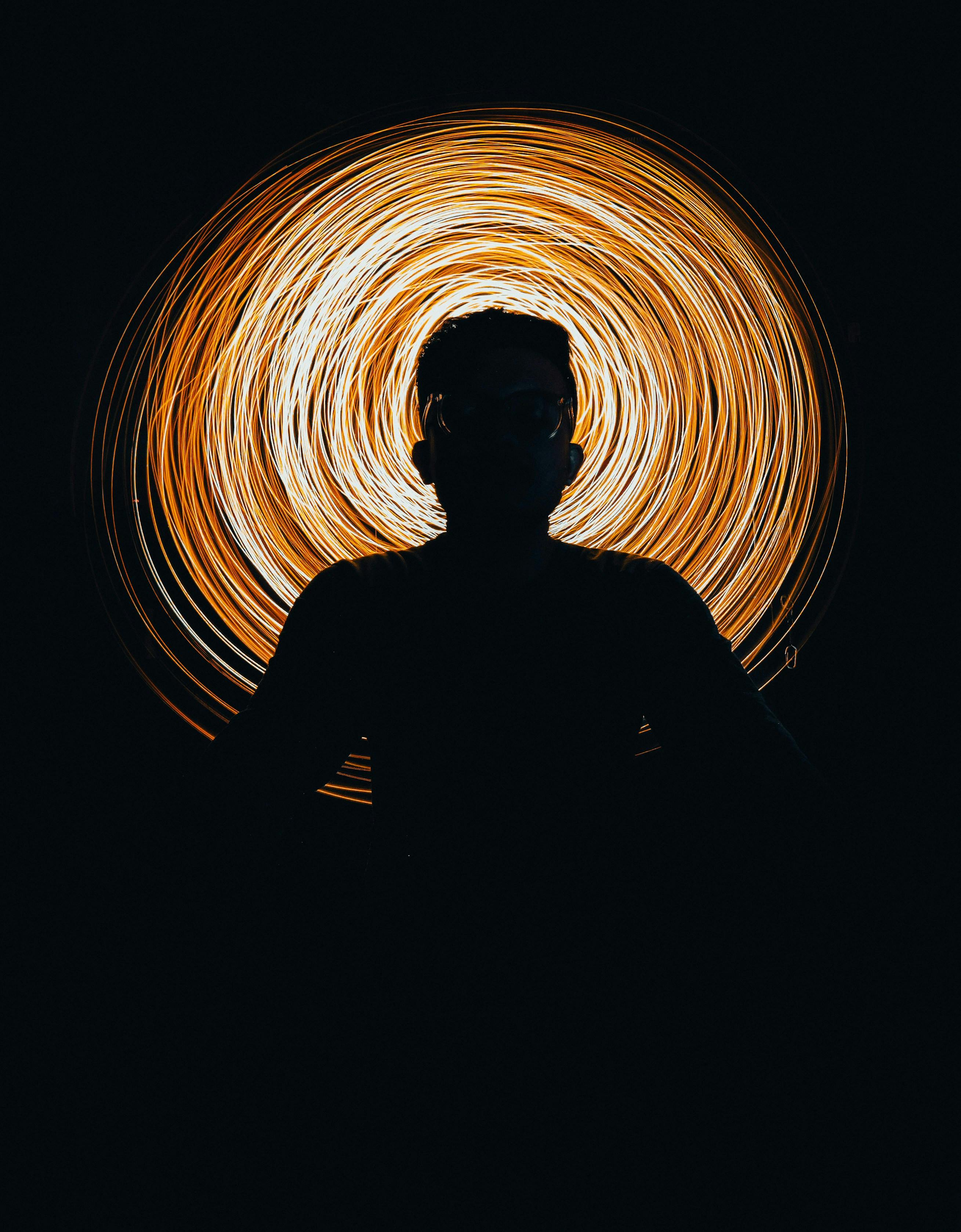 Silhouette Portrait with Light Painting Effect · Free Stock Photo
