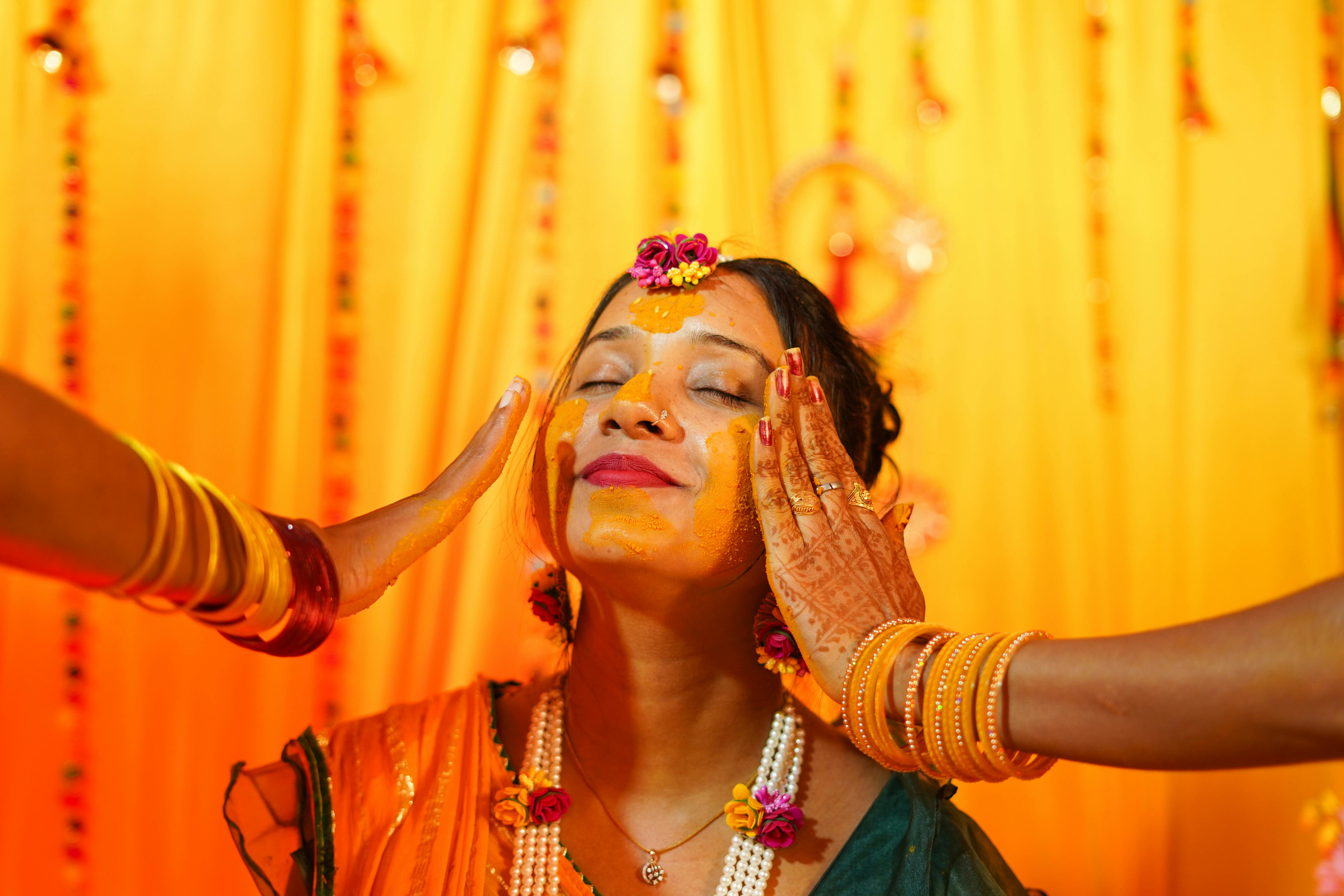 Joyful Haldi Ceremony for Indian Bride · Free Stock Photo