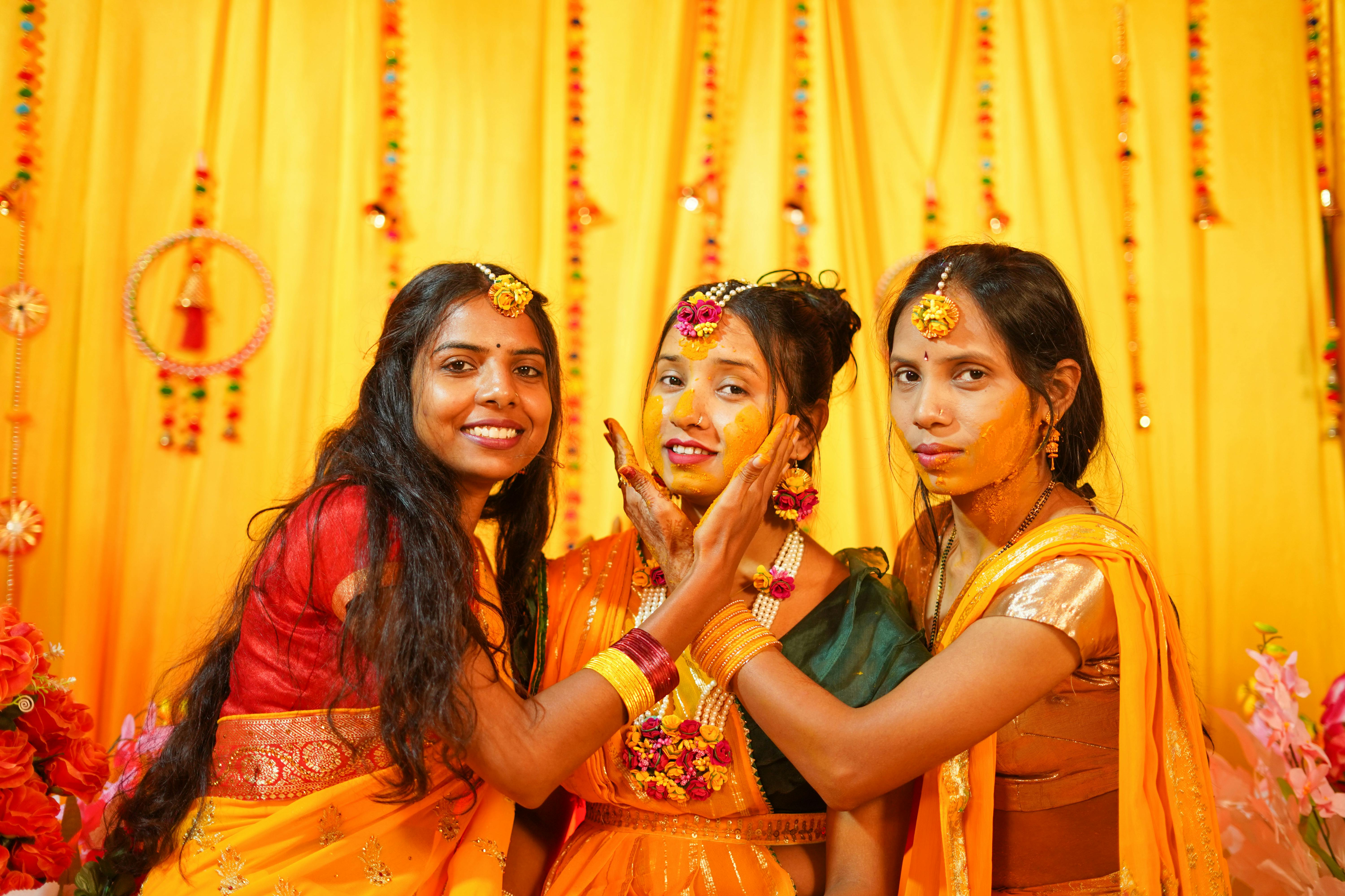 Colorful Indian Haldi Ceremony Captured in Varanasi · Free Stock Photo
