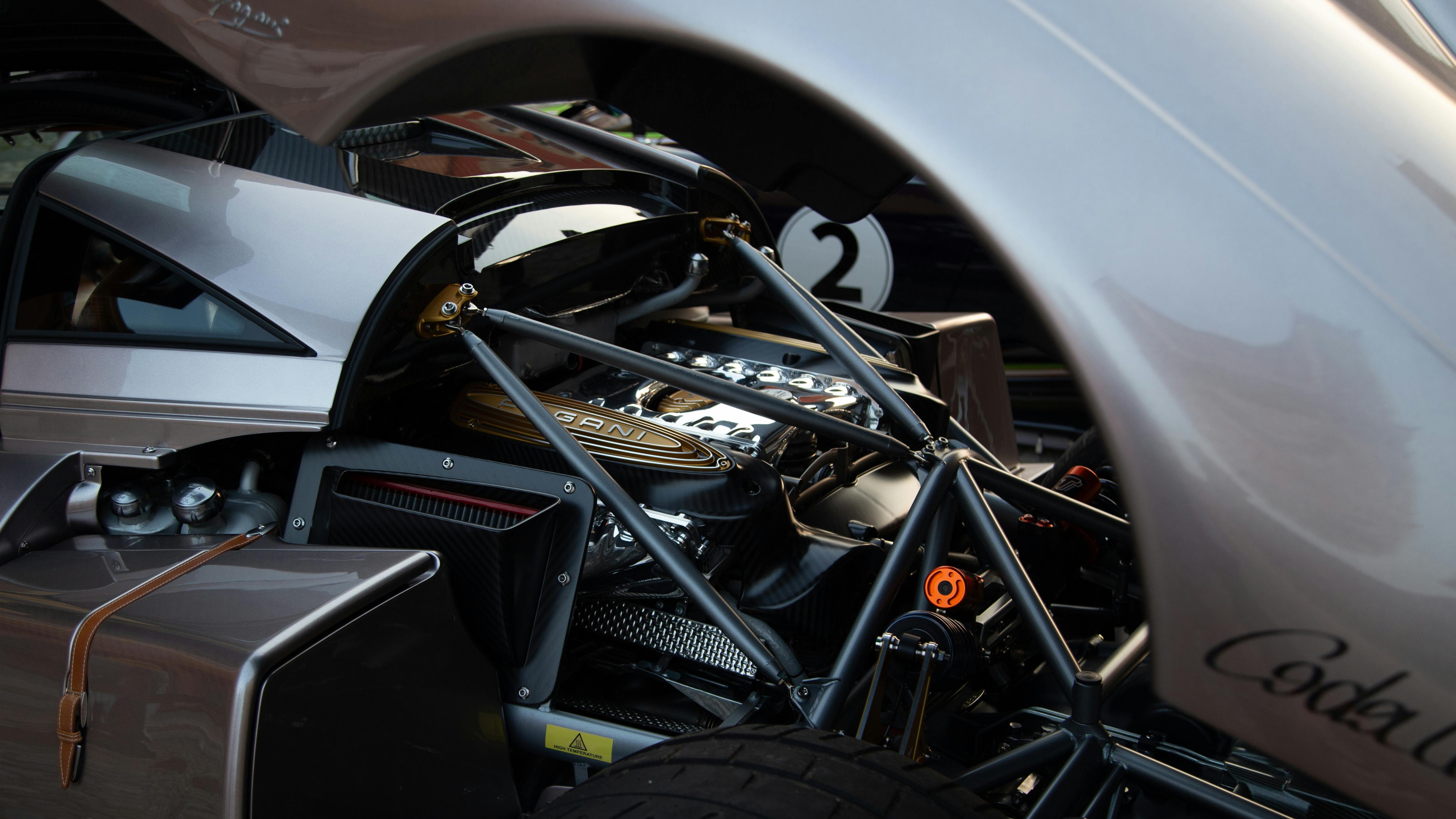 Detailed View of Pagani Hypercar Engine · Free Stock Photo