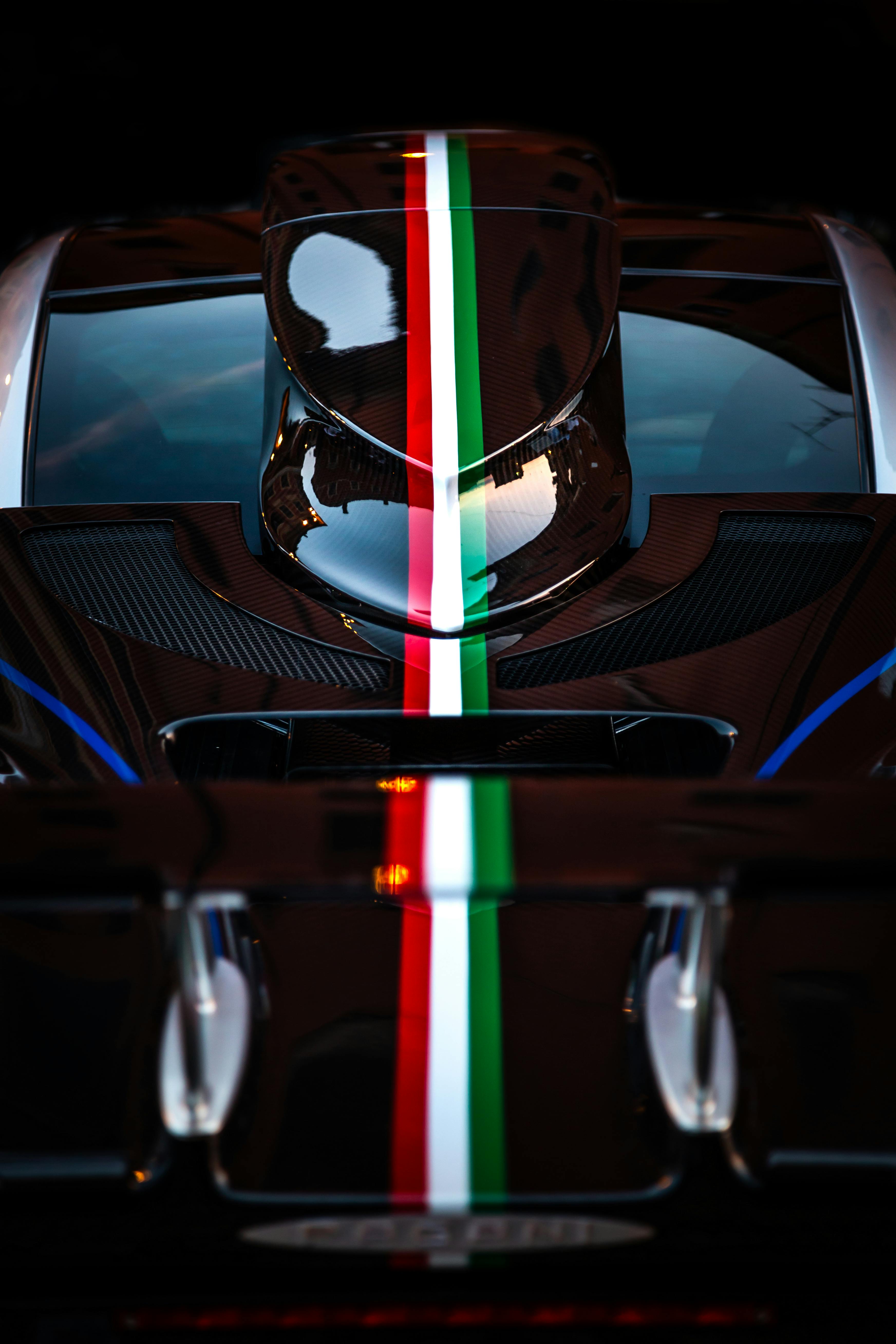 Detailed Pagani Supercar with Italian Flag Stripes · Free Stock Photo