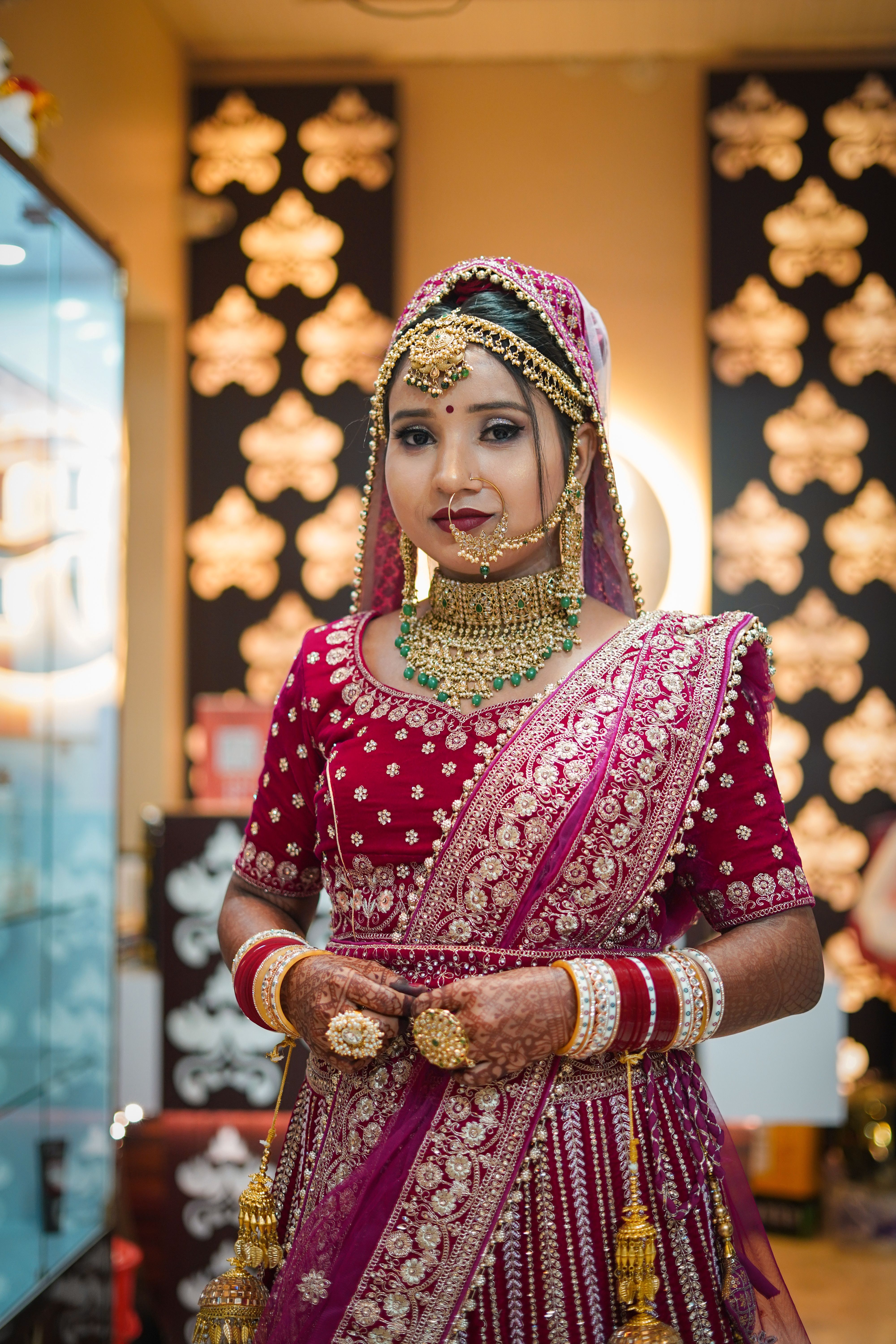 Traditional Indian Bride in Red Bridal Attire · Free Stock Photo