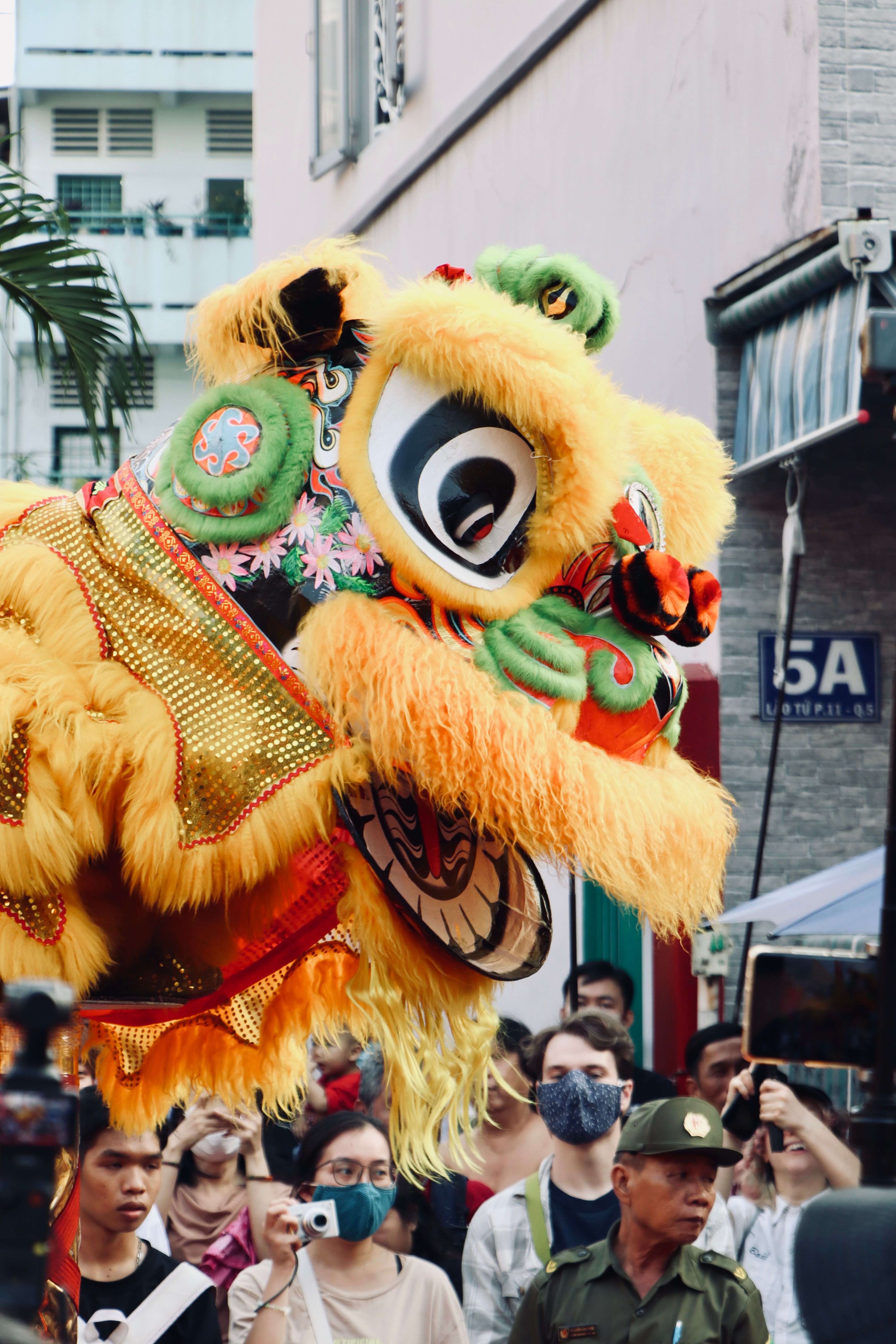 Vibrant Red Chinese Lion Dance Performance · Free Stock Photo