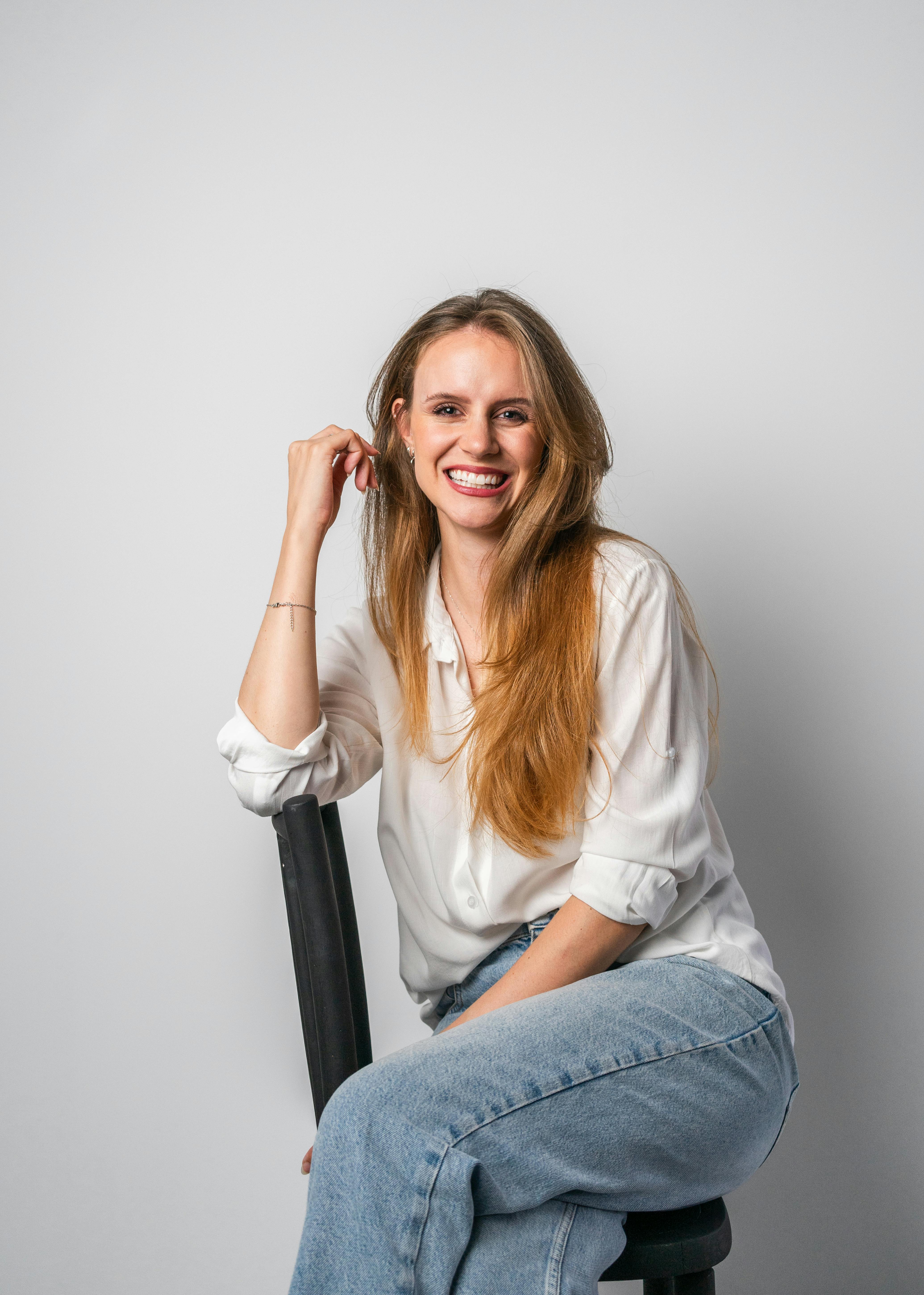 Professional Female Portrait in Casual Attire · Free Stock Photo