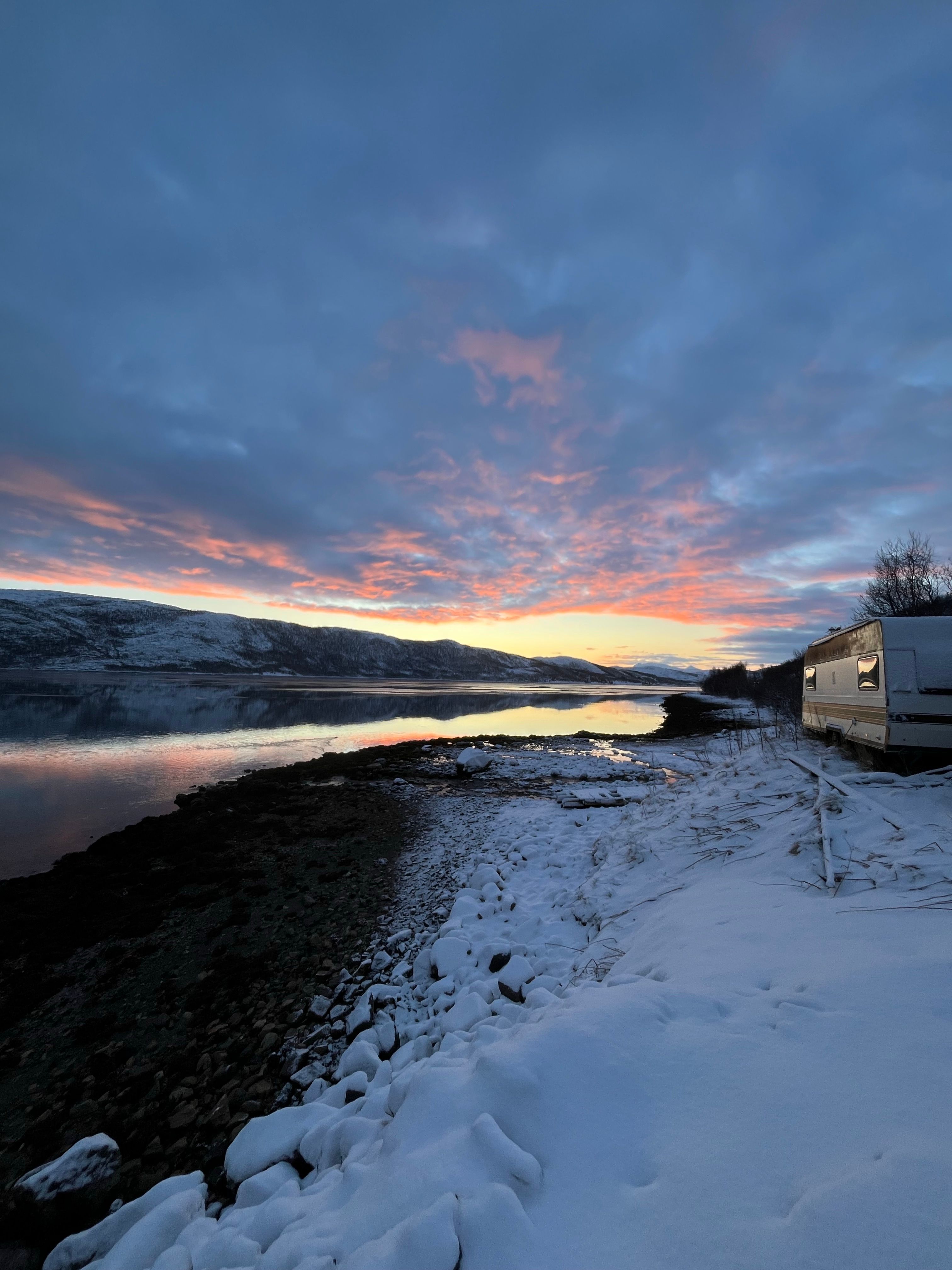 Snowy Norwegian Fjord at Sunrise · Free Stock Photo