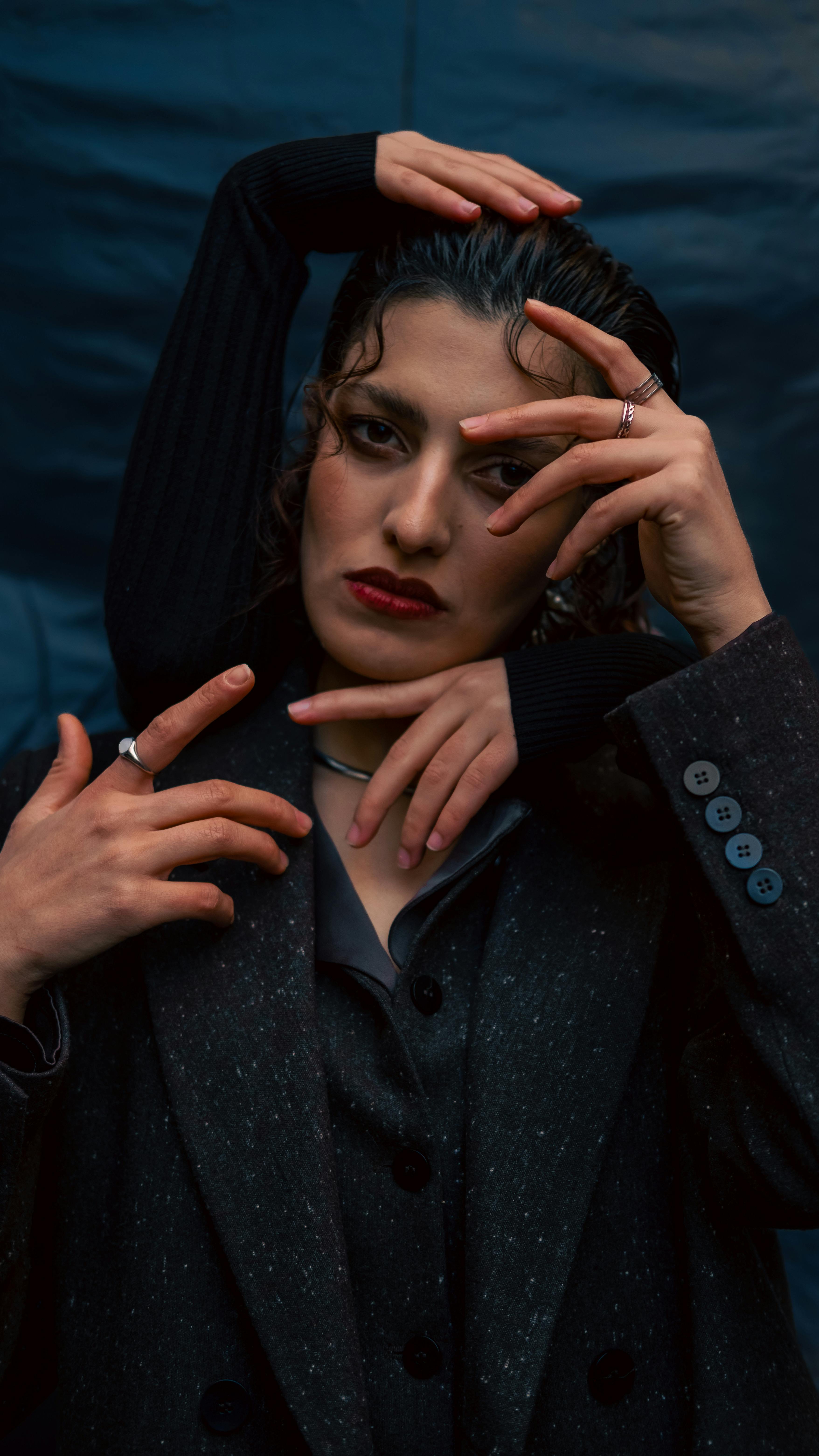 Artistic Portrait of Woman with Dramatic Pose · Free Stock Photo