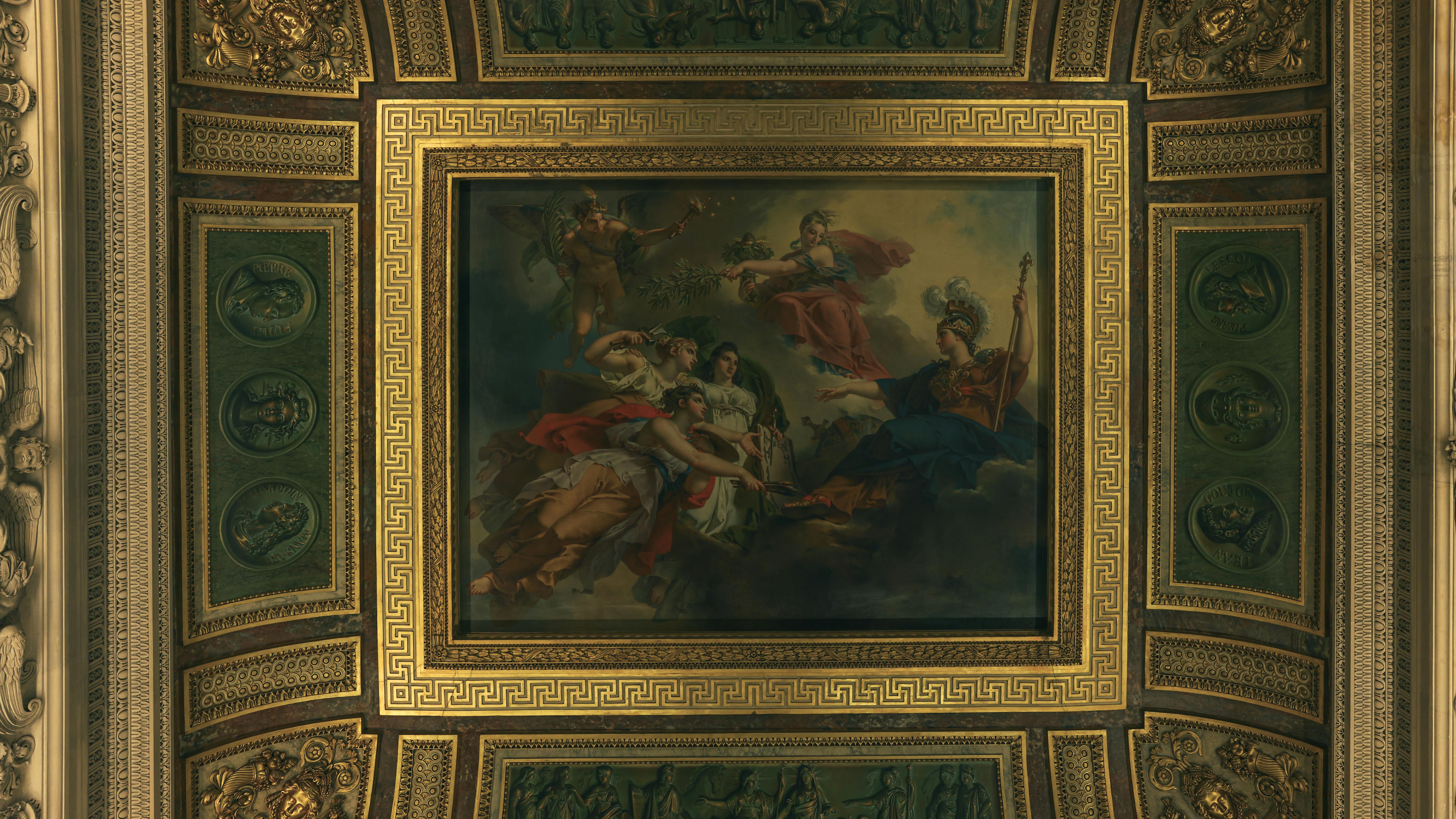 Baroque Ceiling Art in Paris Historical Building · Free Stock Photo