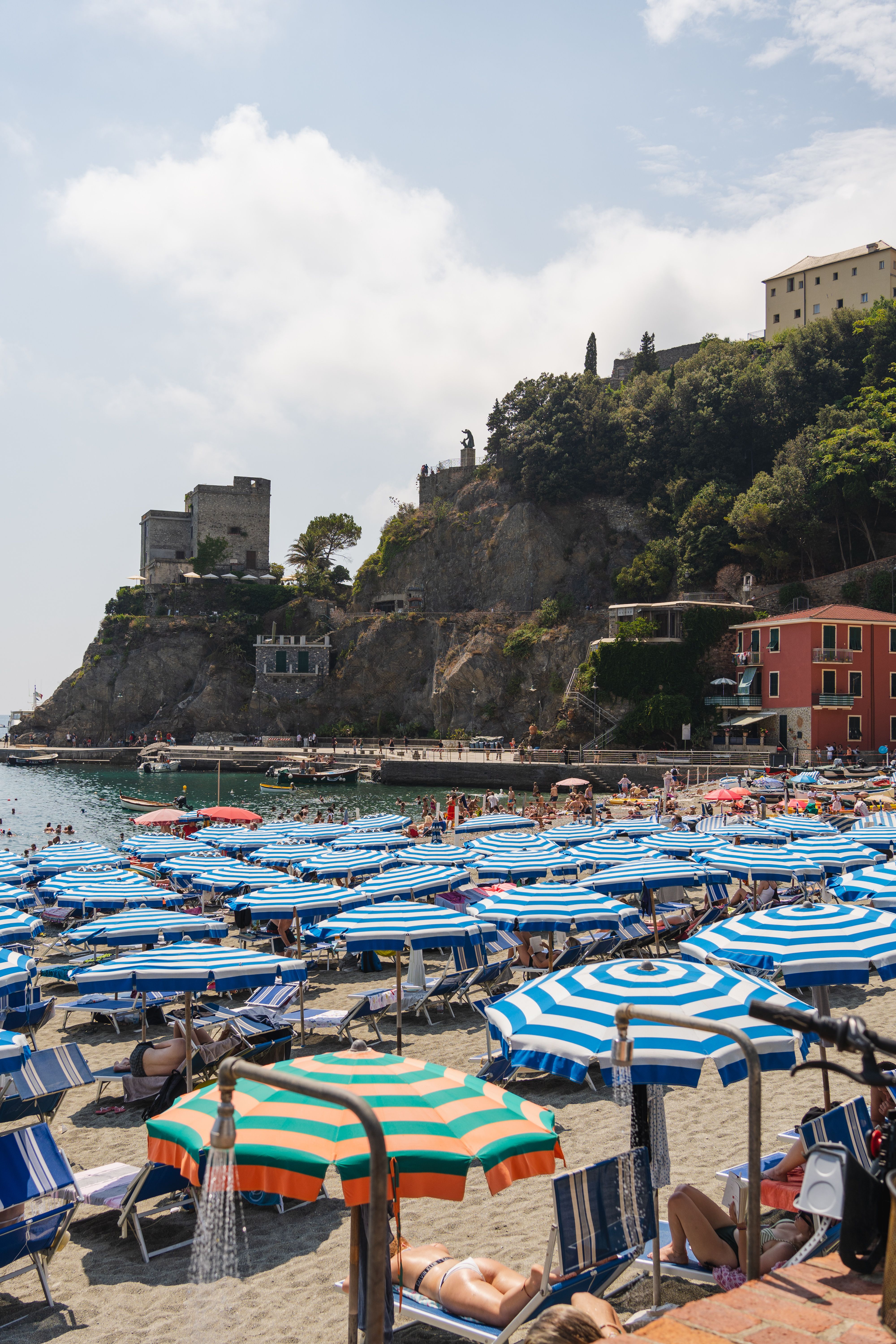Scenic Beach Scene with Colorful Umbrellas · Free Stock Photo