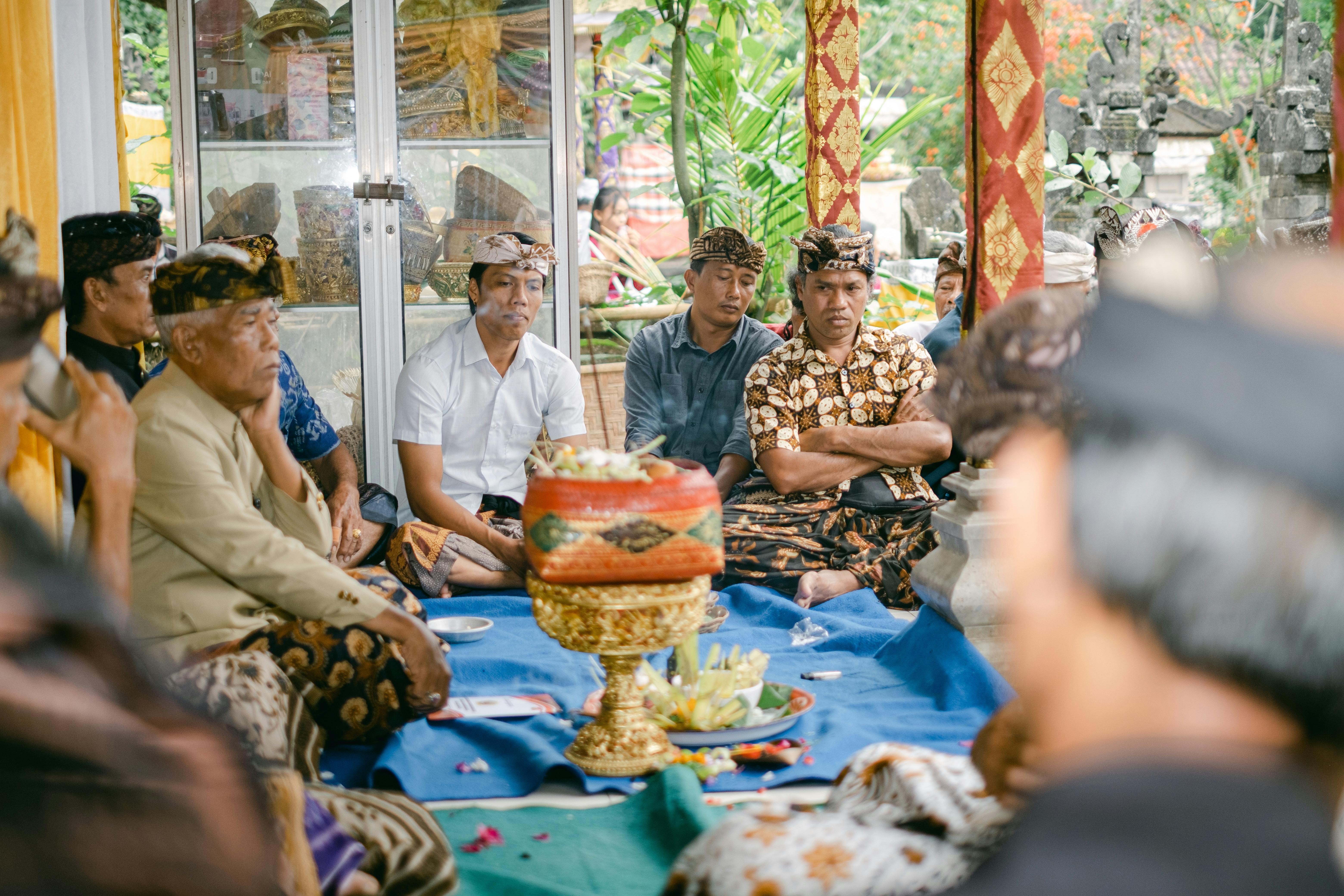 Traditional Balinese Ceremony with Men in Cultural Attire · Free Stock ...