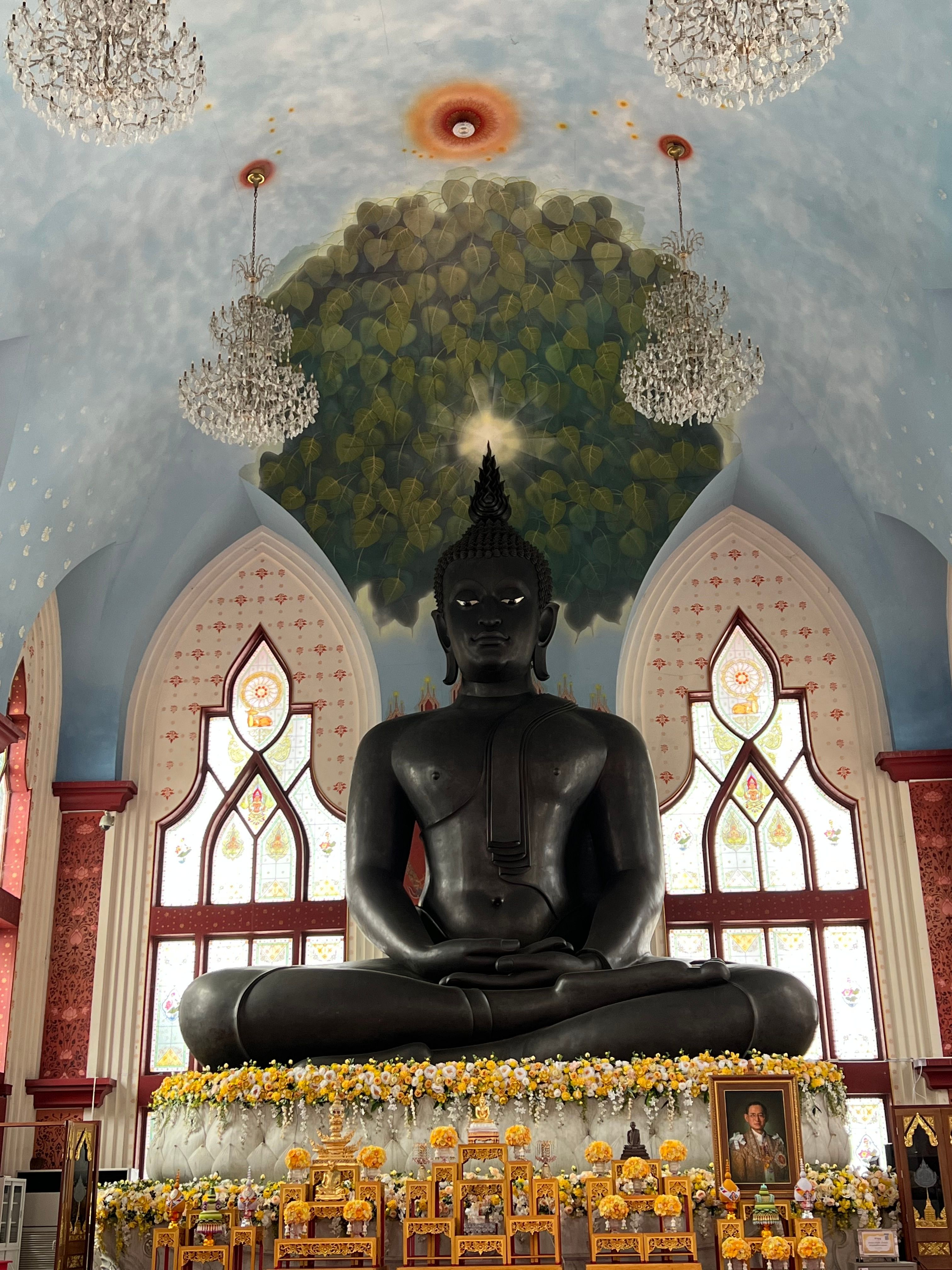 Calm Black Buddha Statue in Ornate Temple · Free Stock Photo