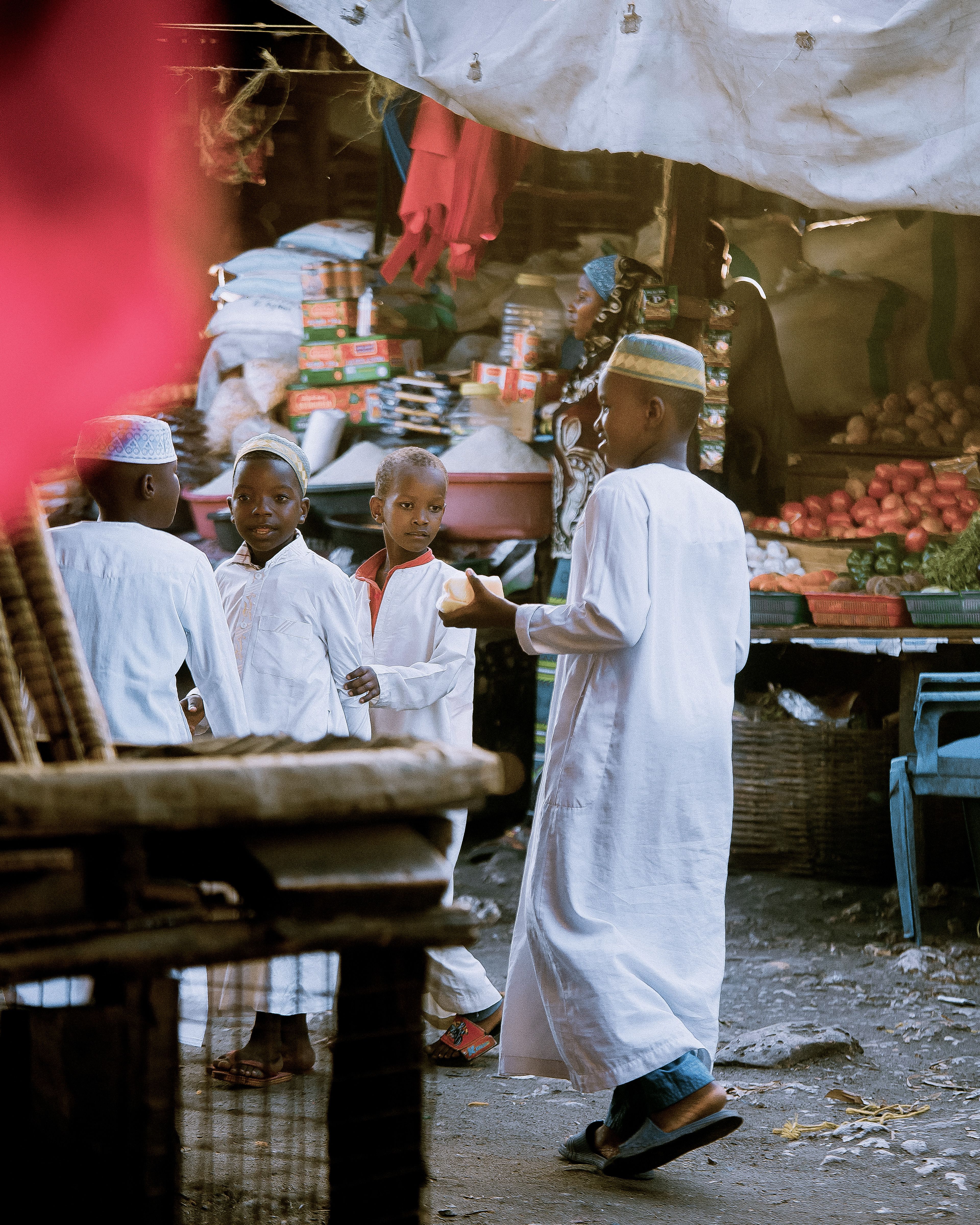 Children Gather in Lively African Marketplace · Free Stock Photo