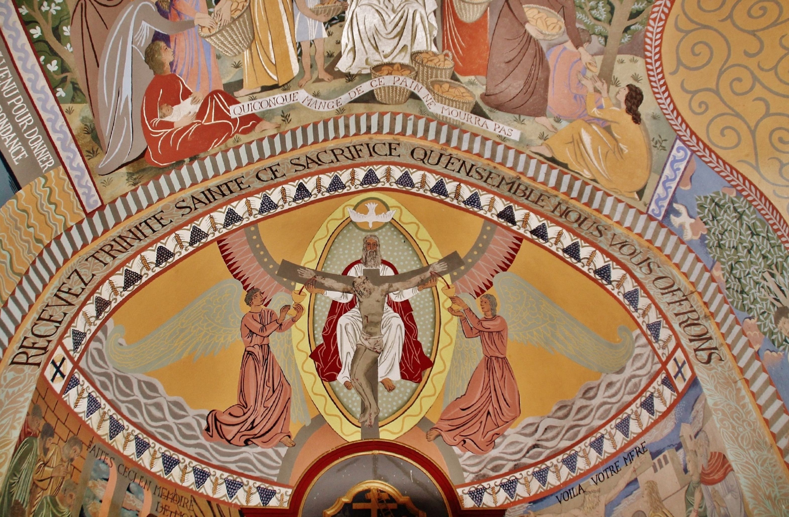 Vibrant Religious Mural in French Chapel · Free Stock Photo