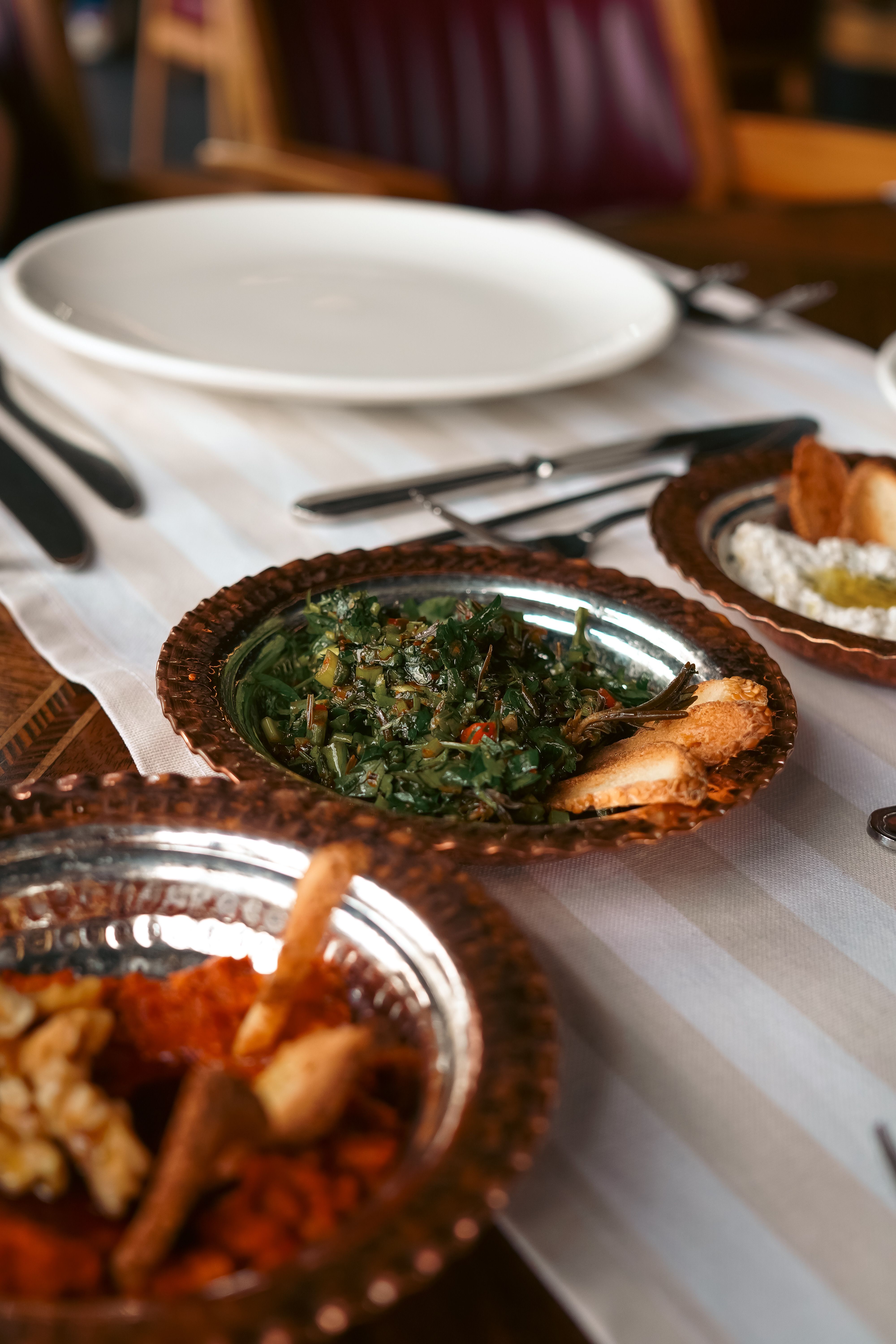 Traditional Turkish Meze on Copper Plates · Free Stock Photo