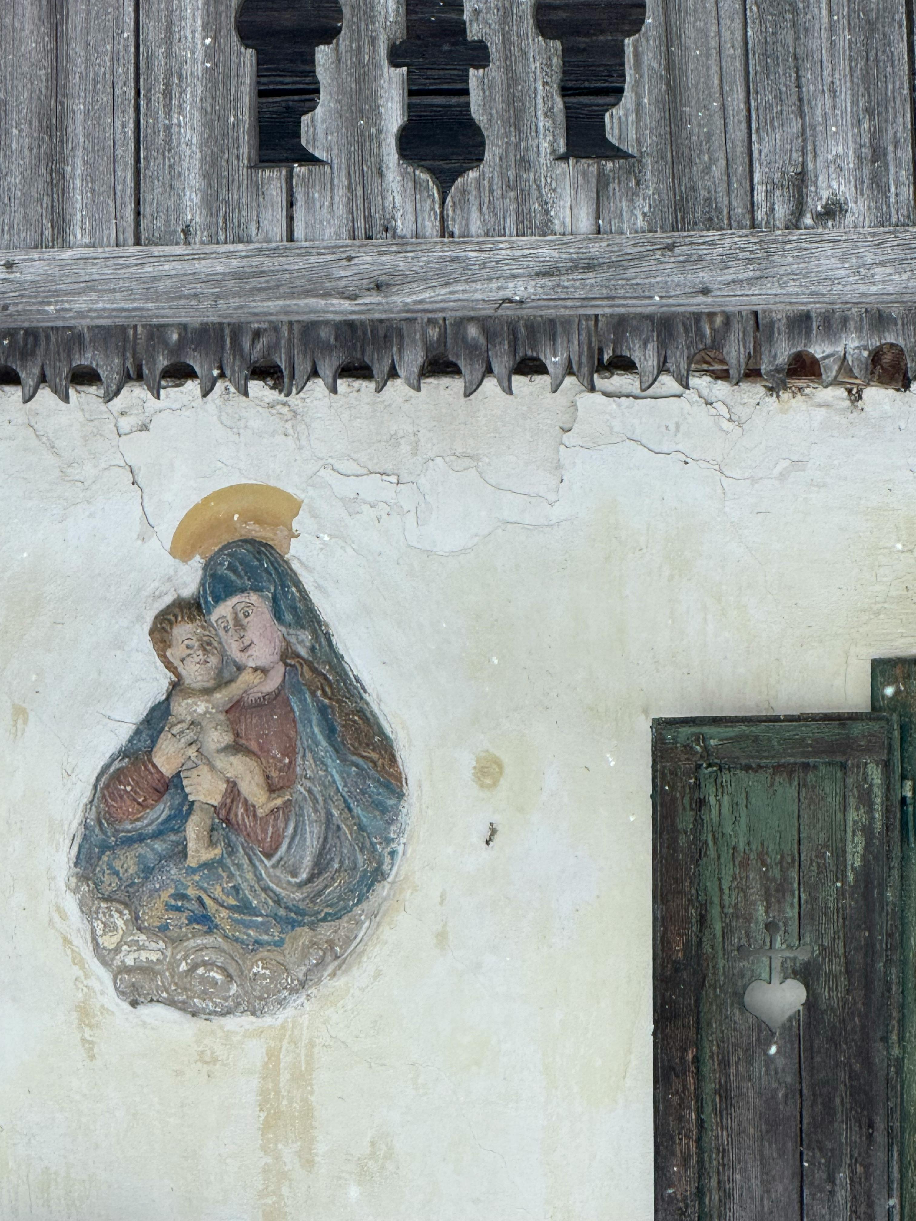 Vintage Religious Fresco on Weathered Wall · Free Stock Photo