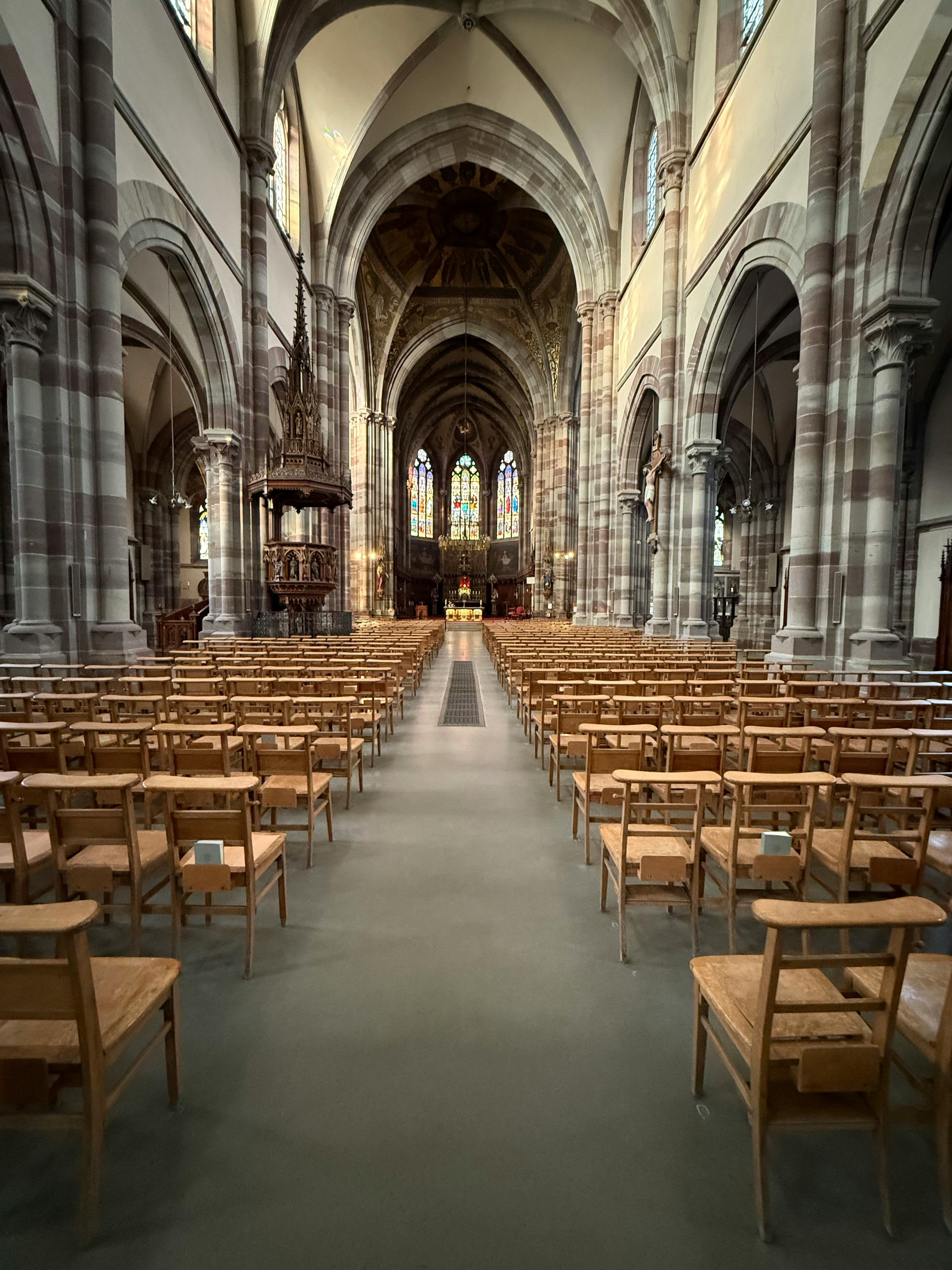 Grayscale Photography of Cathedral Ceiling · Free Stock Photo