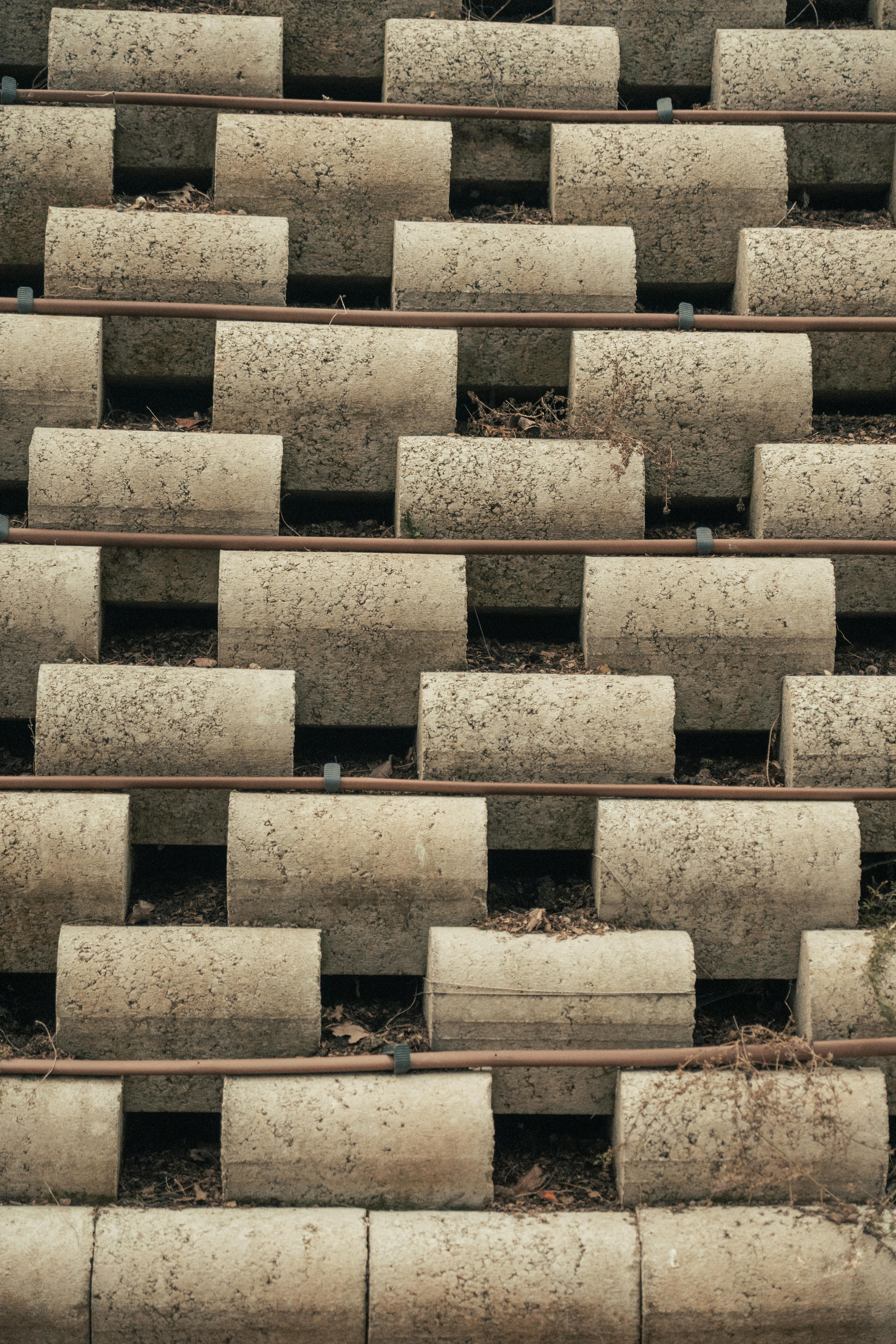 Parede De Blocos De Concreto Com Padrão De Textura Terrosa · Foto ...