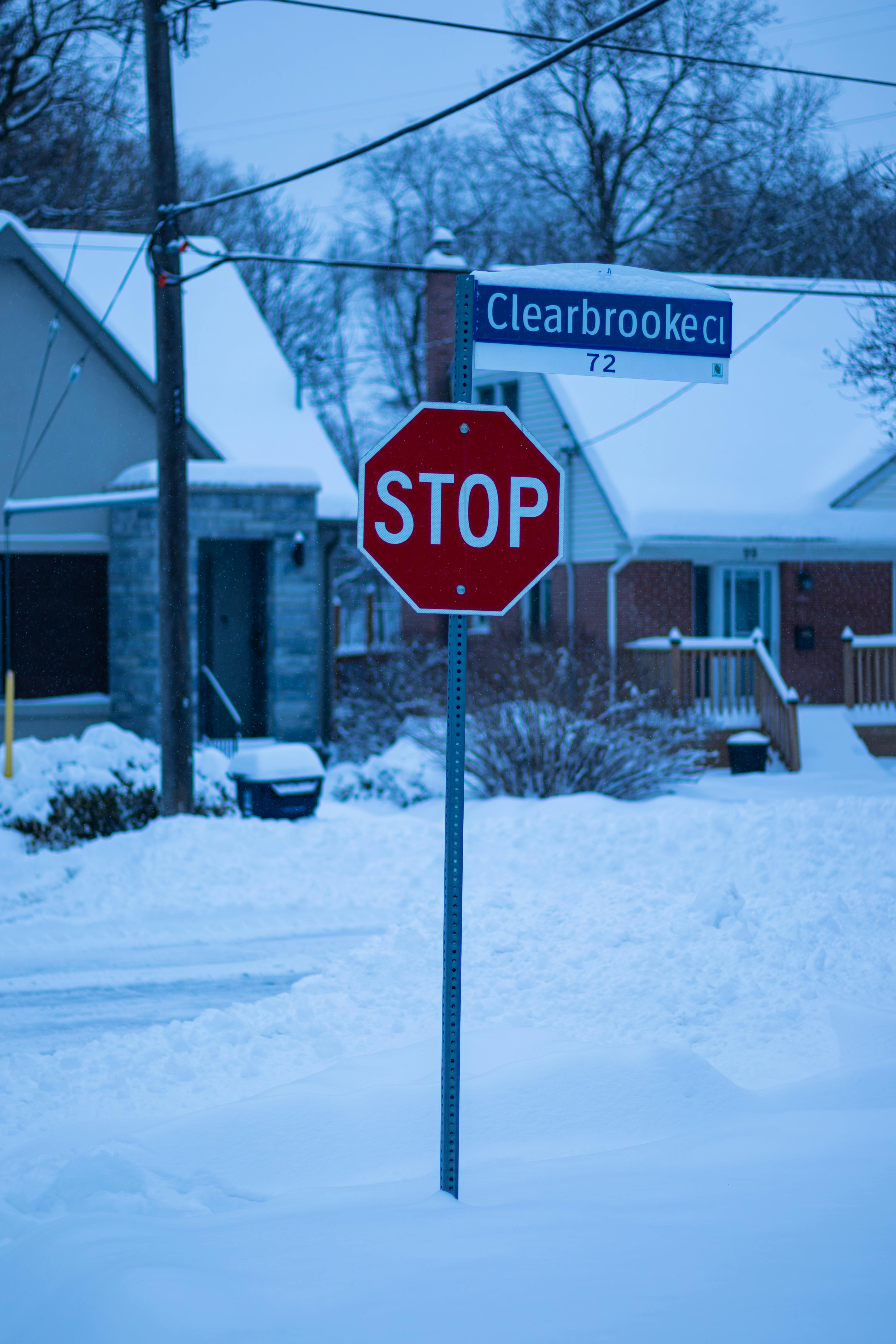 Snowy Toronto Neighborhood with Stop Sign · Free Stock Photo
