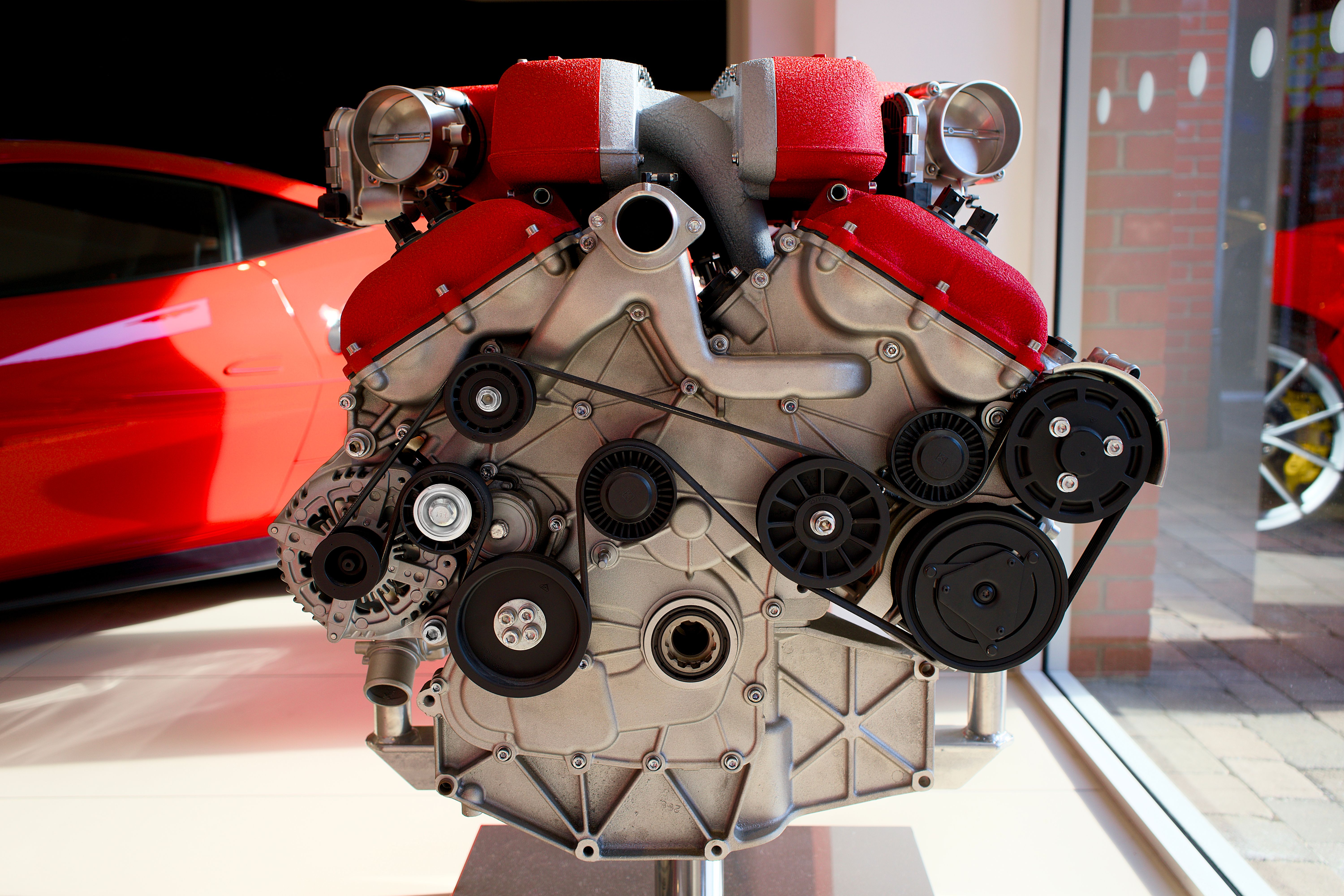 High-Performance Italian Sports Car Engine · Free Stock Photo