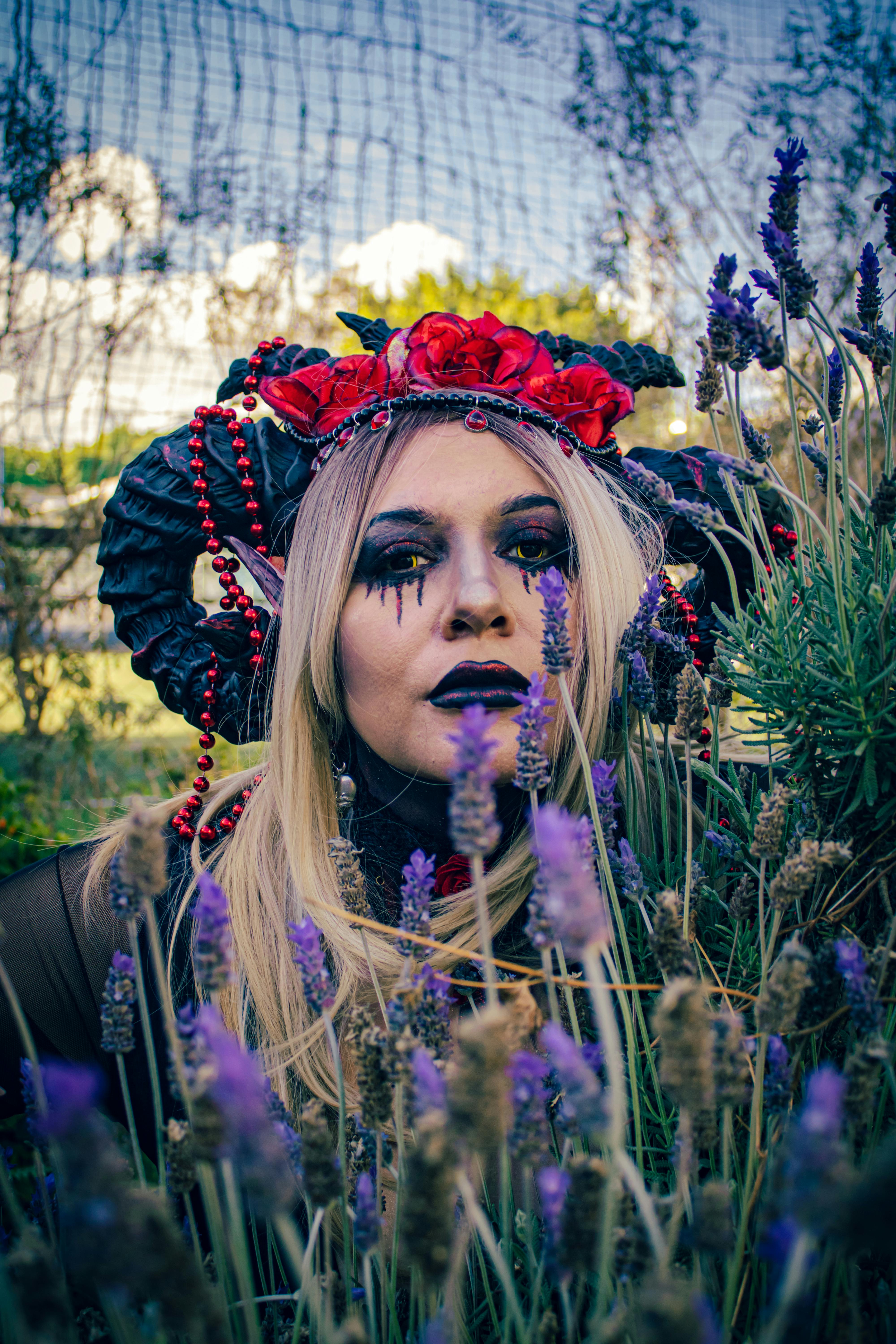 Gothic Cosplay Portrait with Lavender · Free Stock Photo